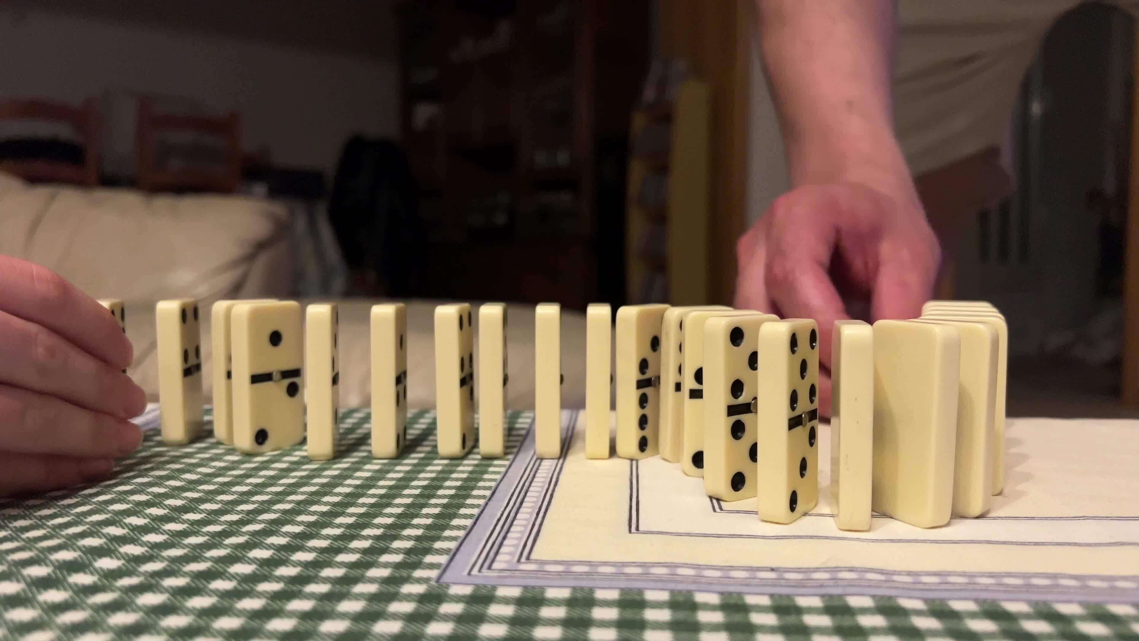 playing dominoes the hands of a girl and the hands of a man build dominoes 45628447 Stock Video ...