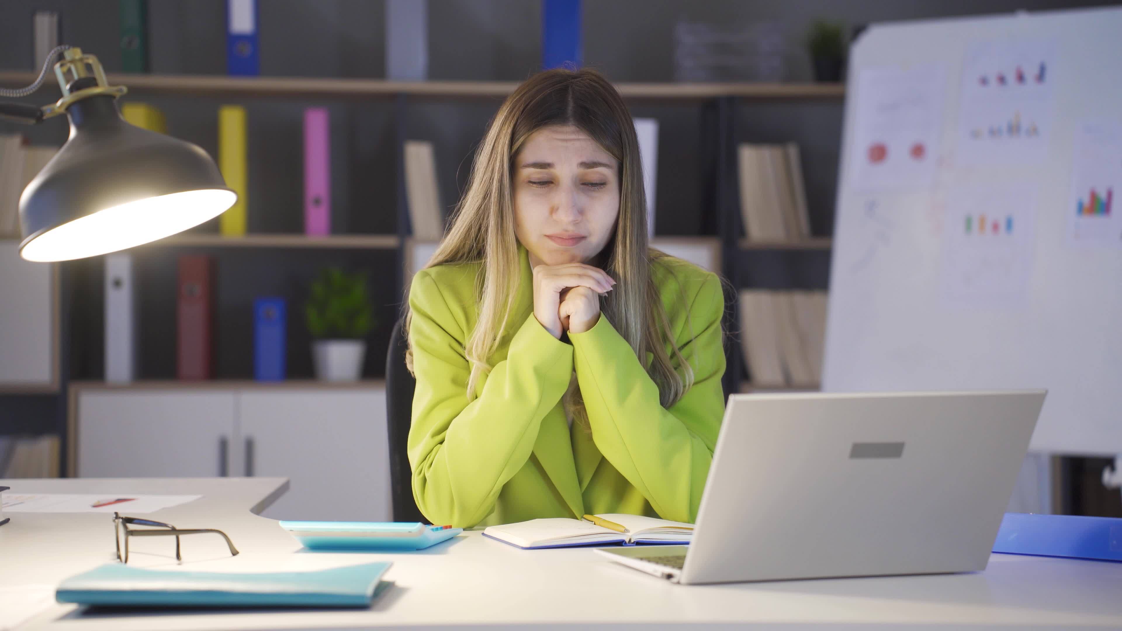 Sad businesswoman crying. 45655796 Stock Video at Vecteezy