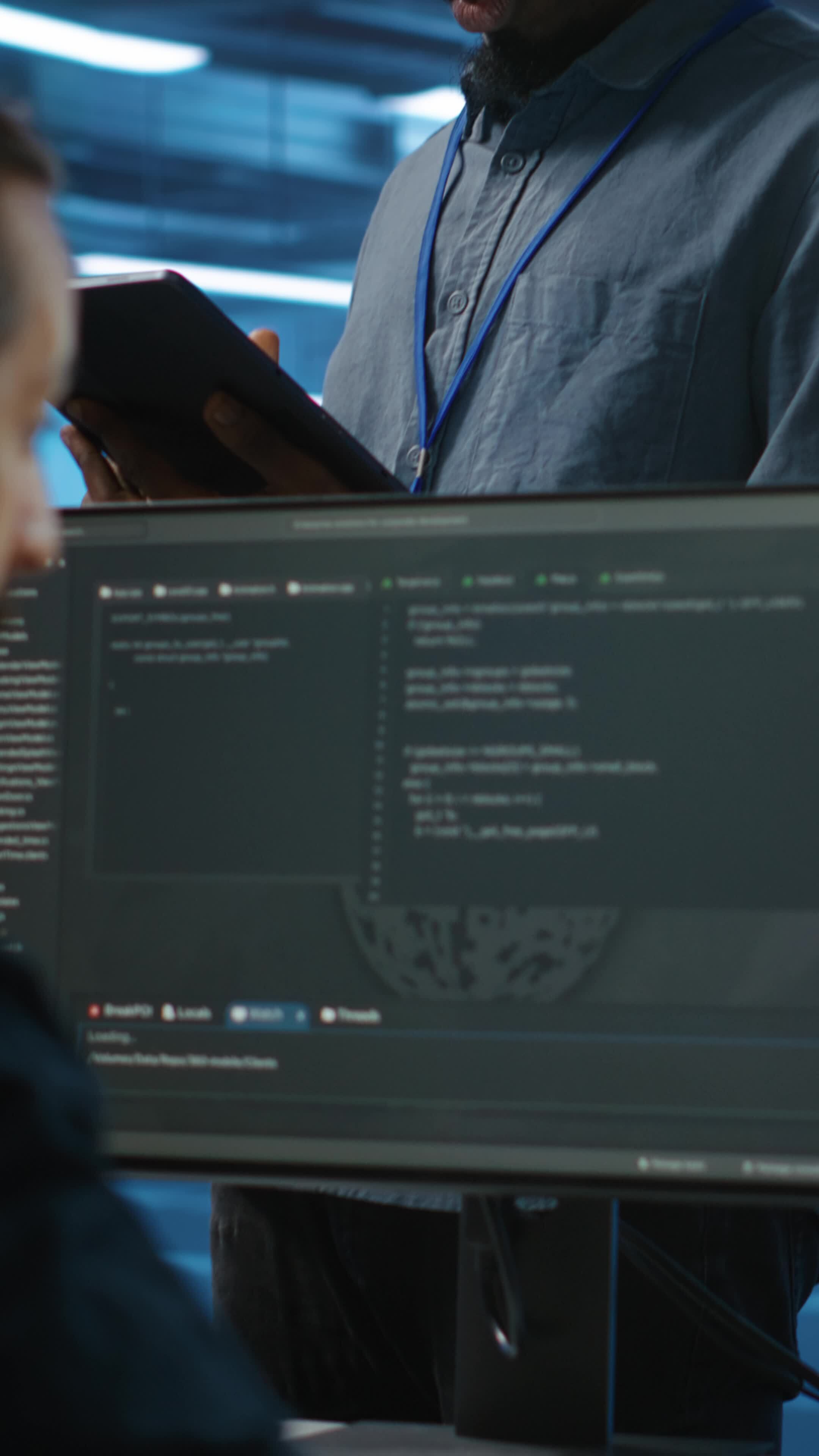 Vertical Manager Overseeing Team And Doing System Analysis Of Server Farm Supercomputers Using
