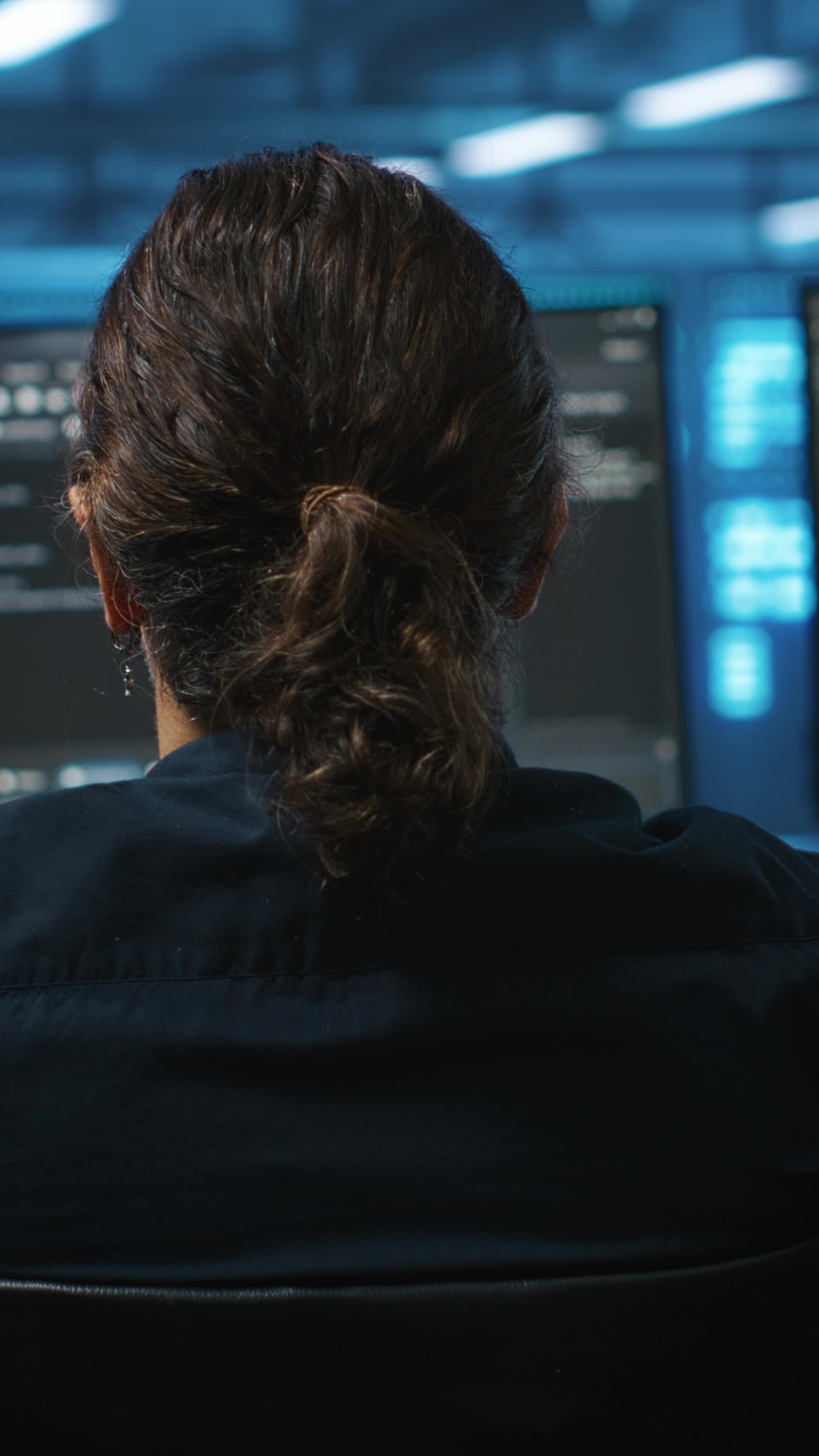 Vertical Person With Disability In Inclusive Server Hub Workspace Ensuring Data Remains Shielded