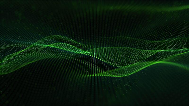 Seamless Loop Animation Of Abstract Green Particle Waves Smoothly