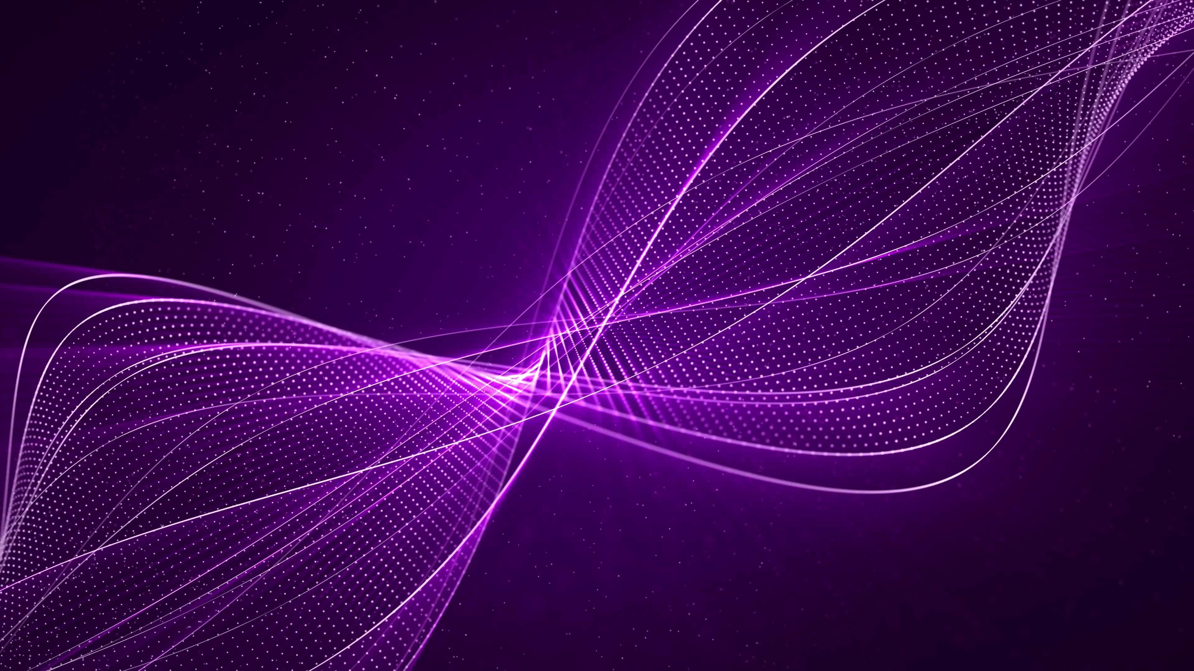 Seamless loop animation of abstract transparent structure made of bright purple particles and ...