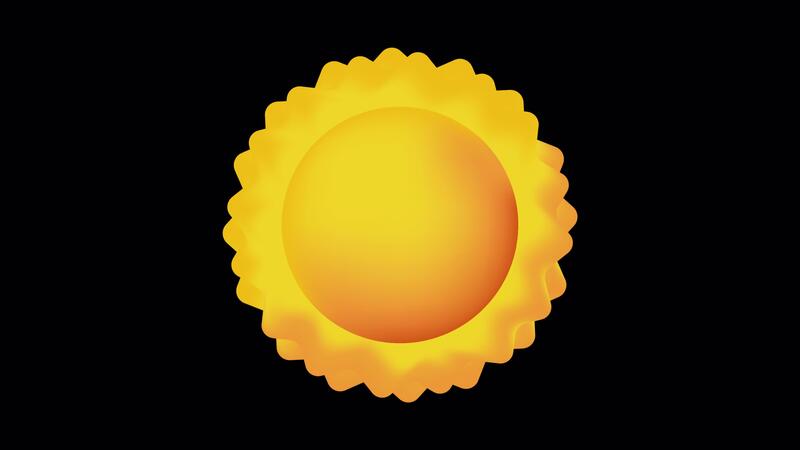 3D sun realistic animation. Summer solar object isolated. Cartoon ...