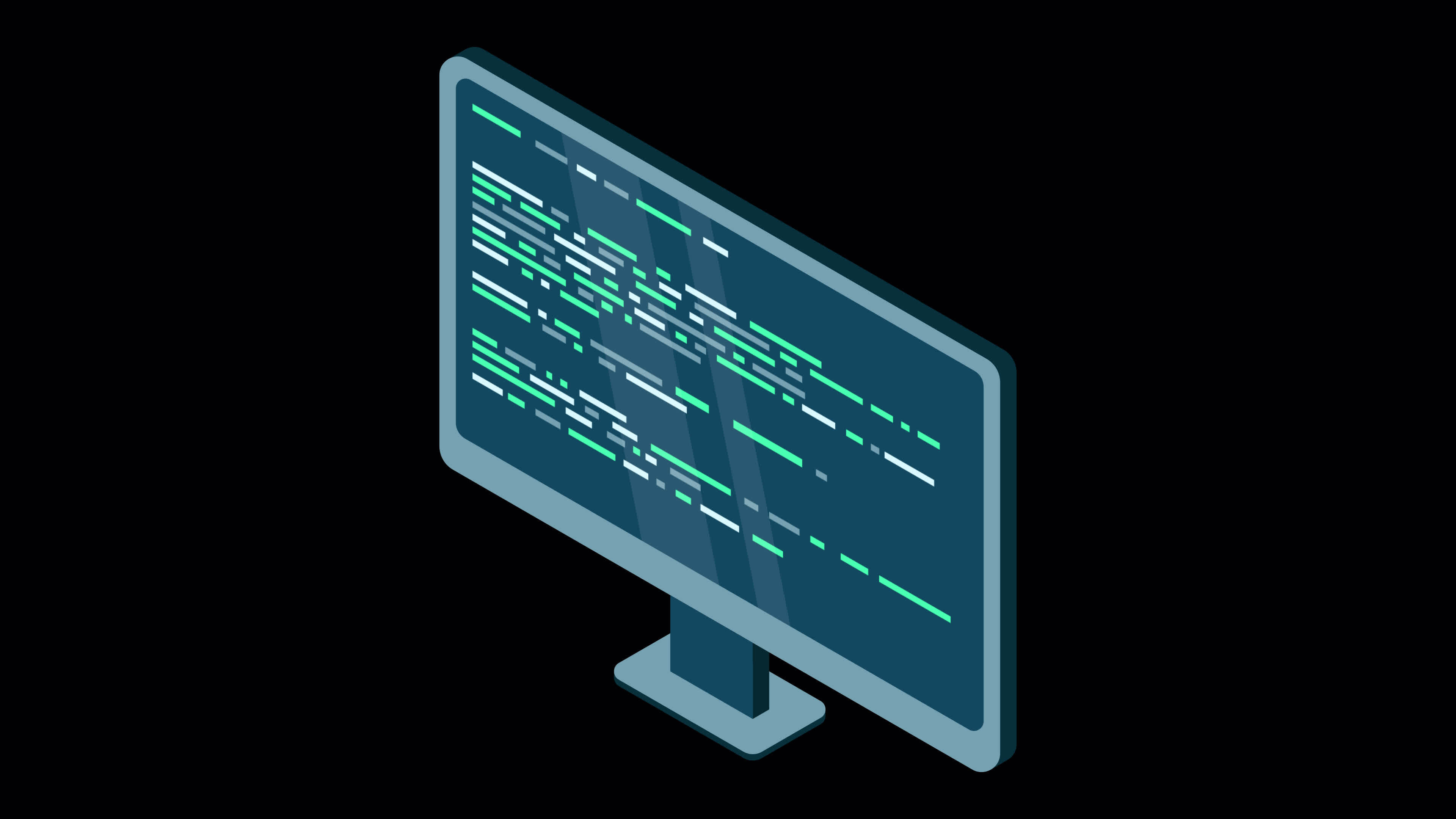 Isometric monitor animation. Computer monitor isometric desktop. Modern monitor. 4K animated in ...