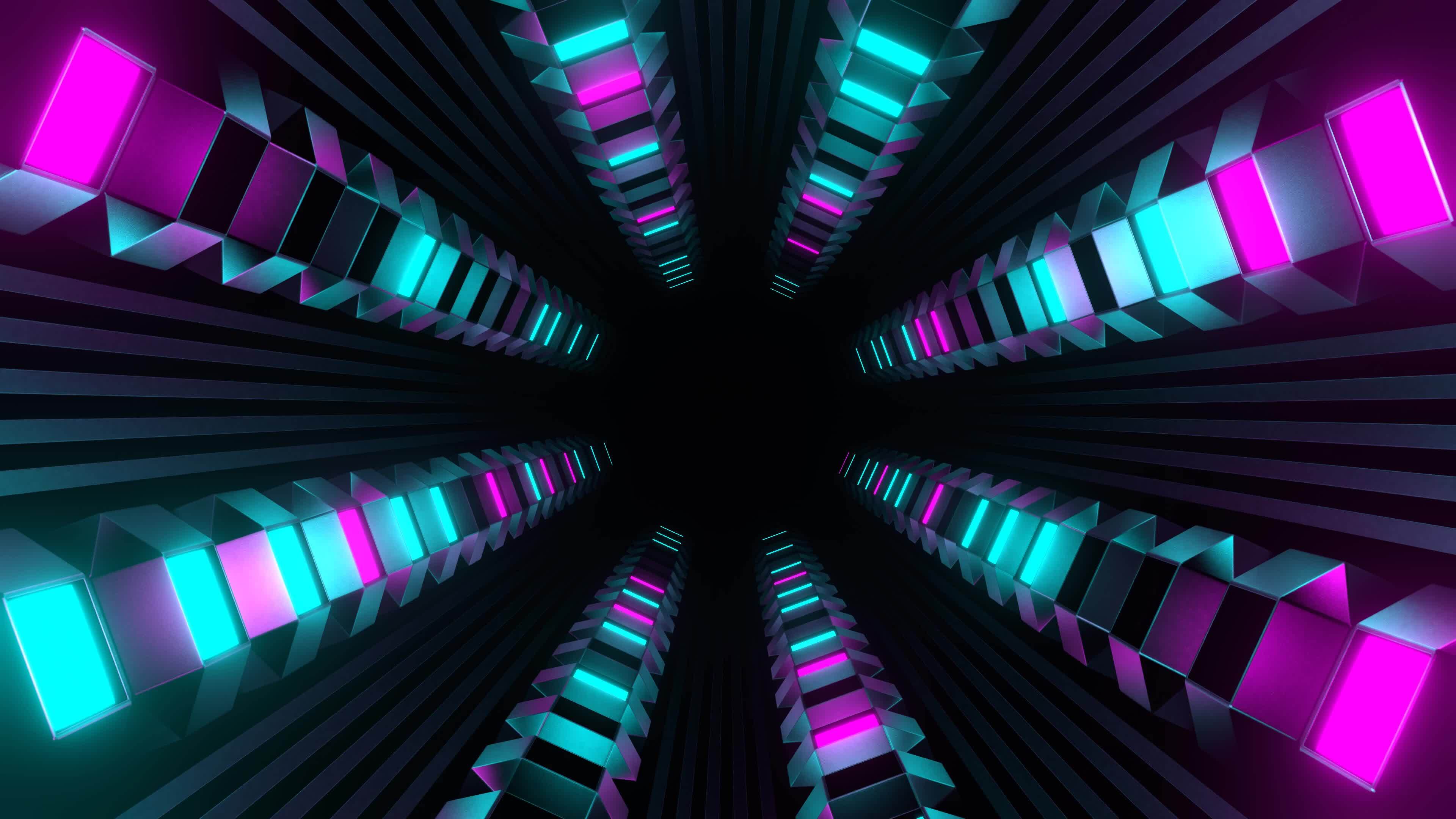Cyan And Pink Strobe Tunnel With Reverse Rotation Background Vj Loop In