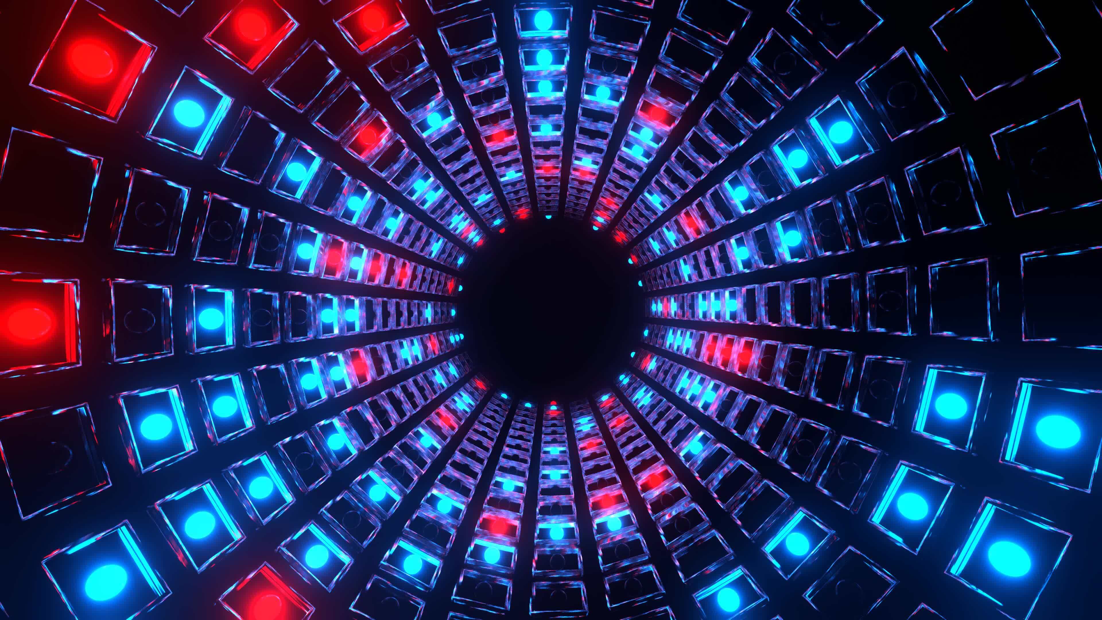 Blue And Red Strobe Mirrored Square Elements Tunnel Background Vj Loop In 4k 45715277 Stock