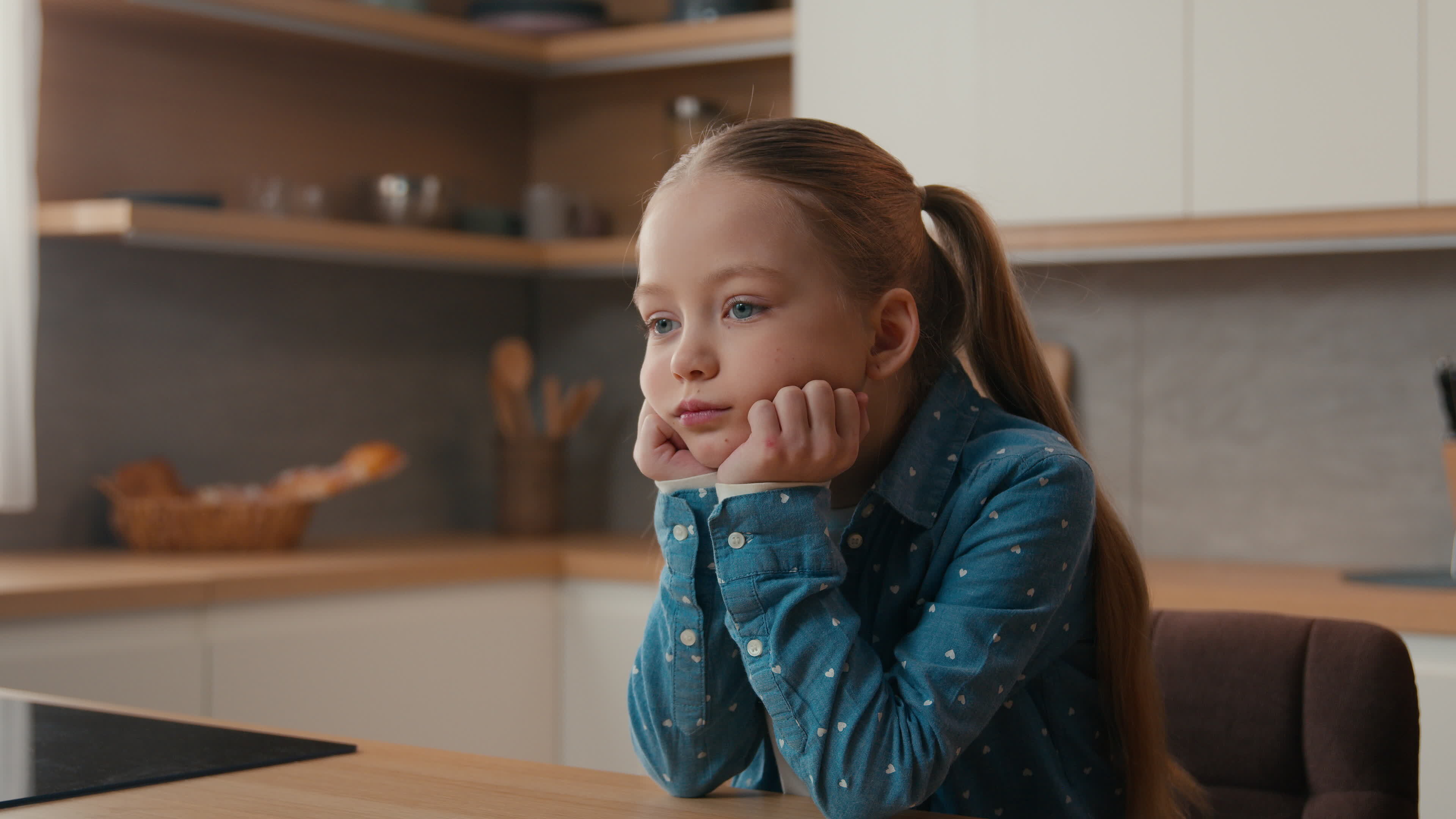 Home kitchen little sad upset frown sorrow stressed exhausted tired ...