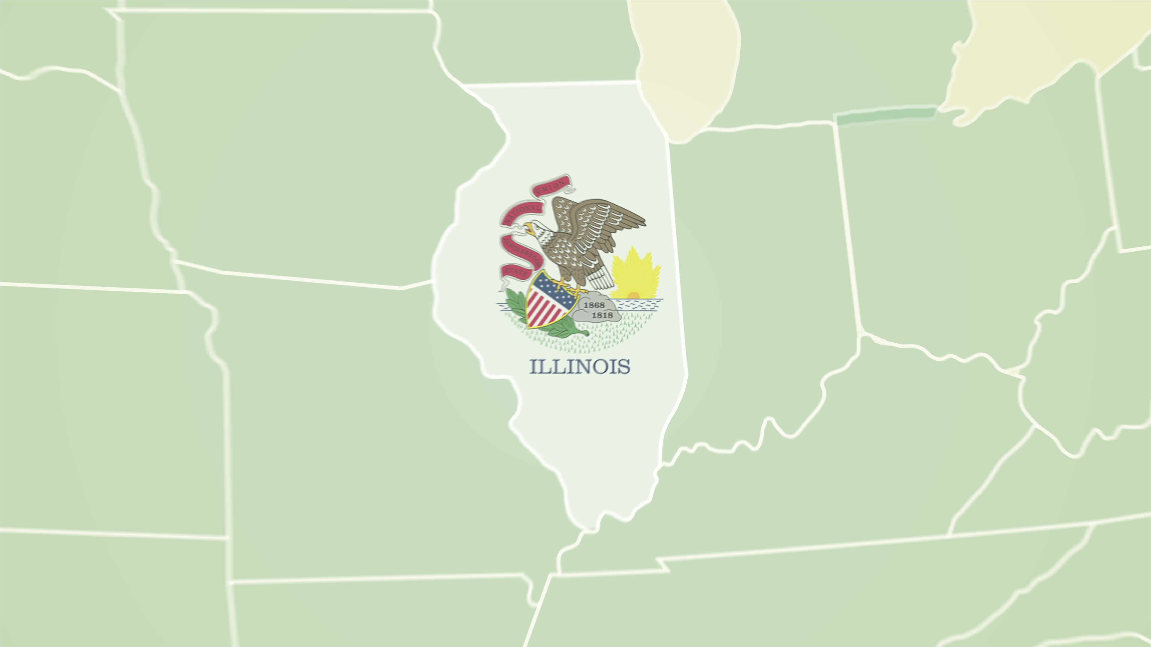 Illinois state flag United States map outline zoom in animation ...