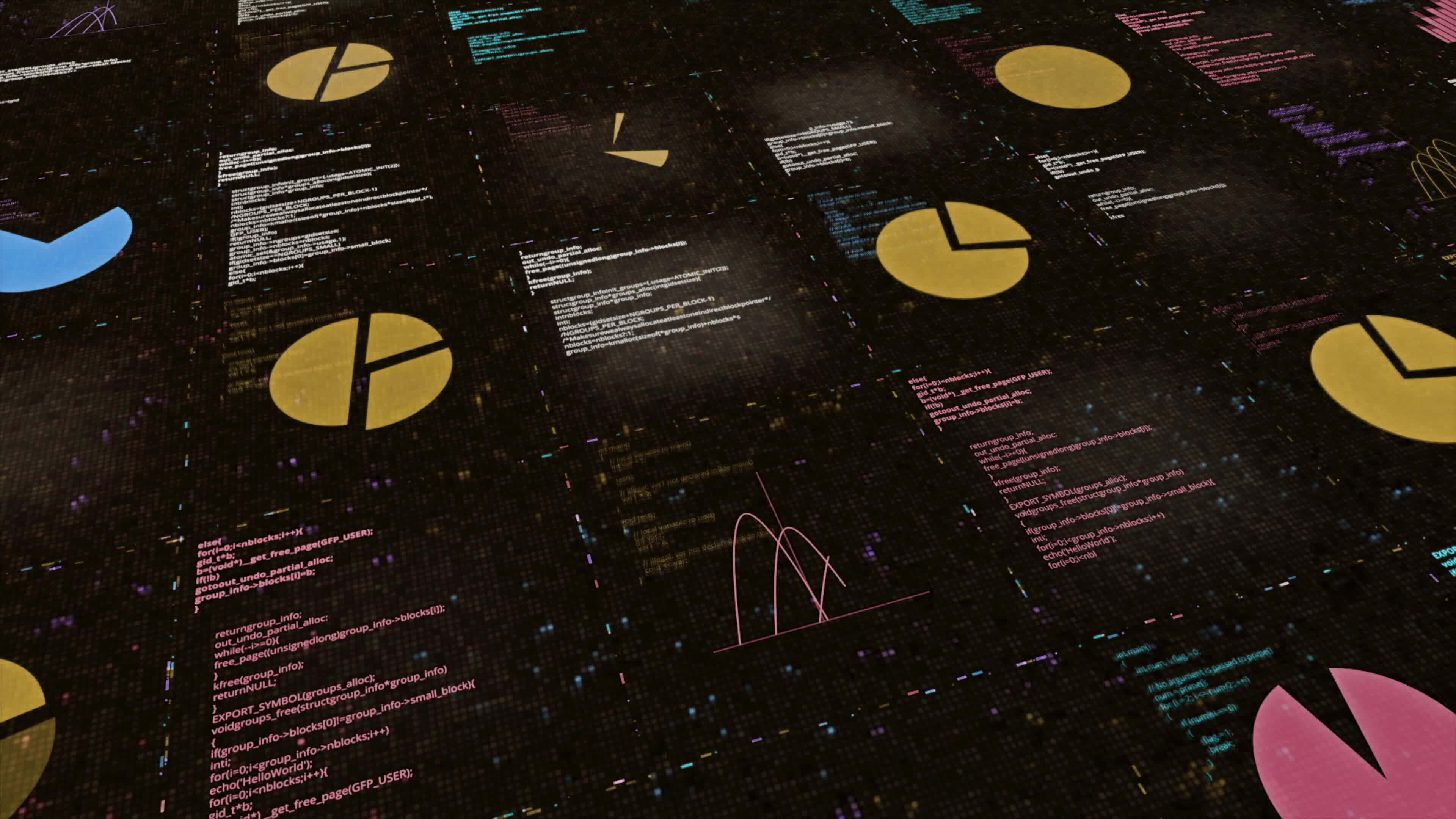 Schedules and programs. Amimation. A black background on which programs ...