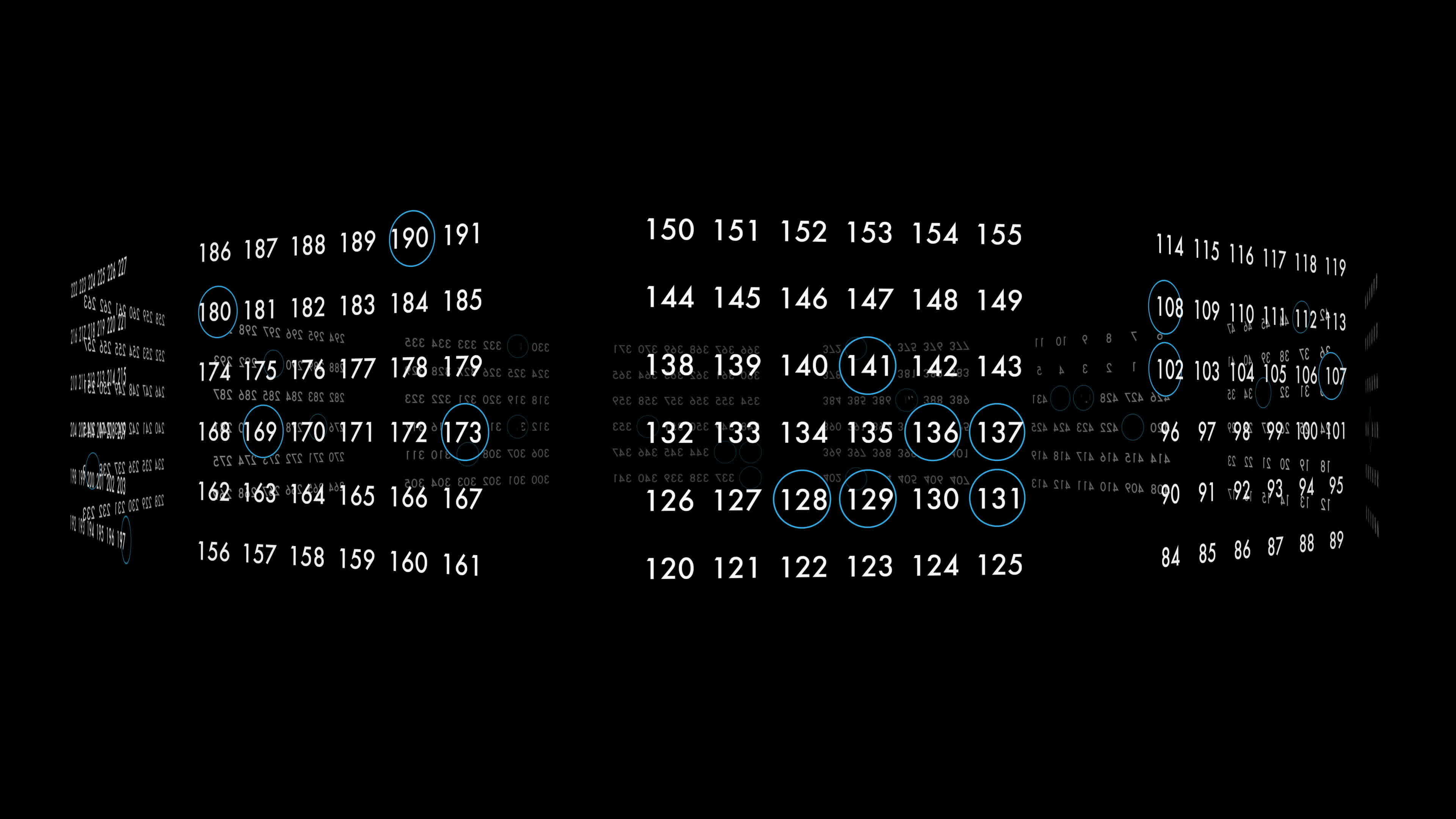 Design 3D array of numbers on black background with overlay text for ...