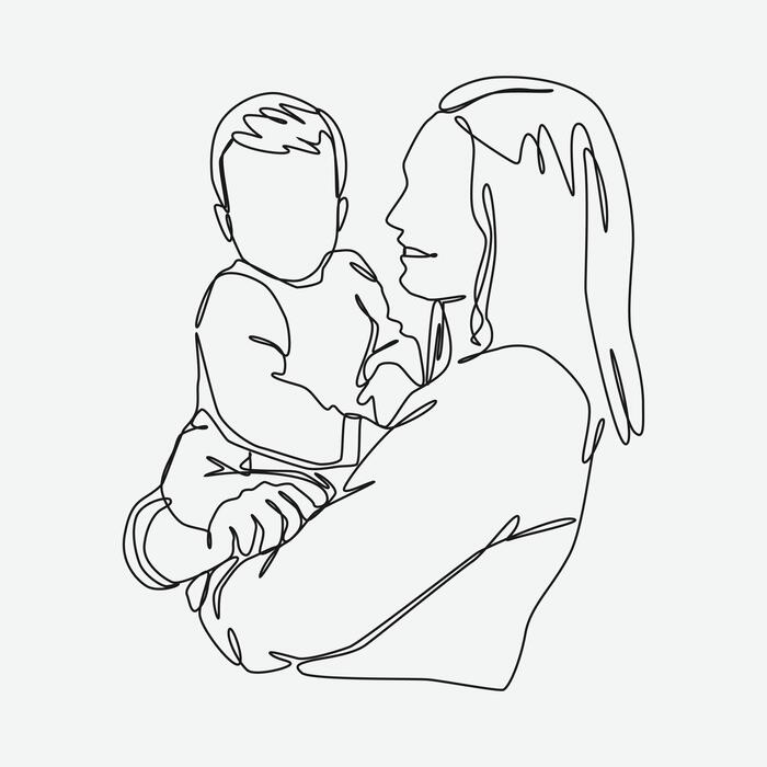 Mother And Baby Line Art Vector Art, Icons, and Graphics for Free Download