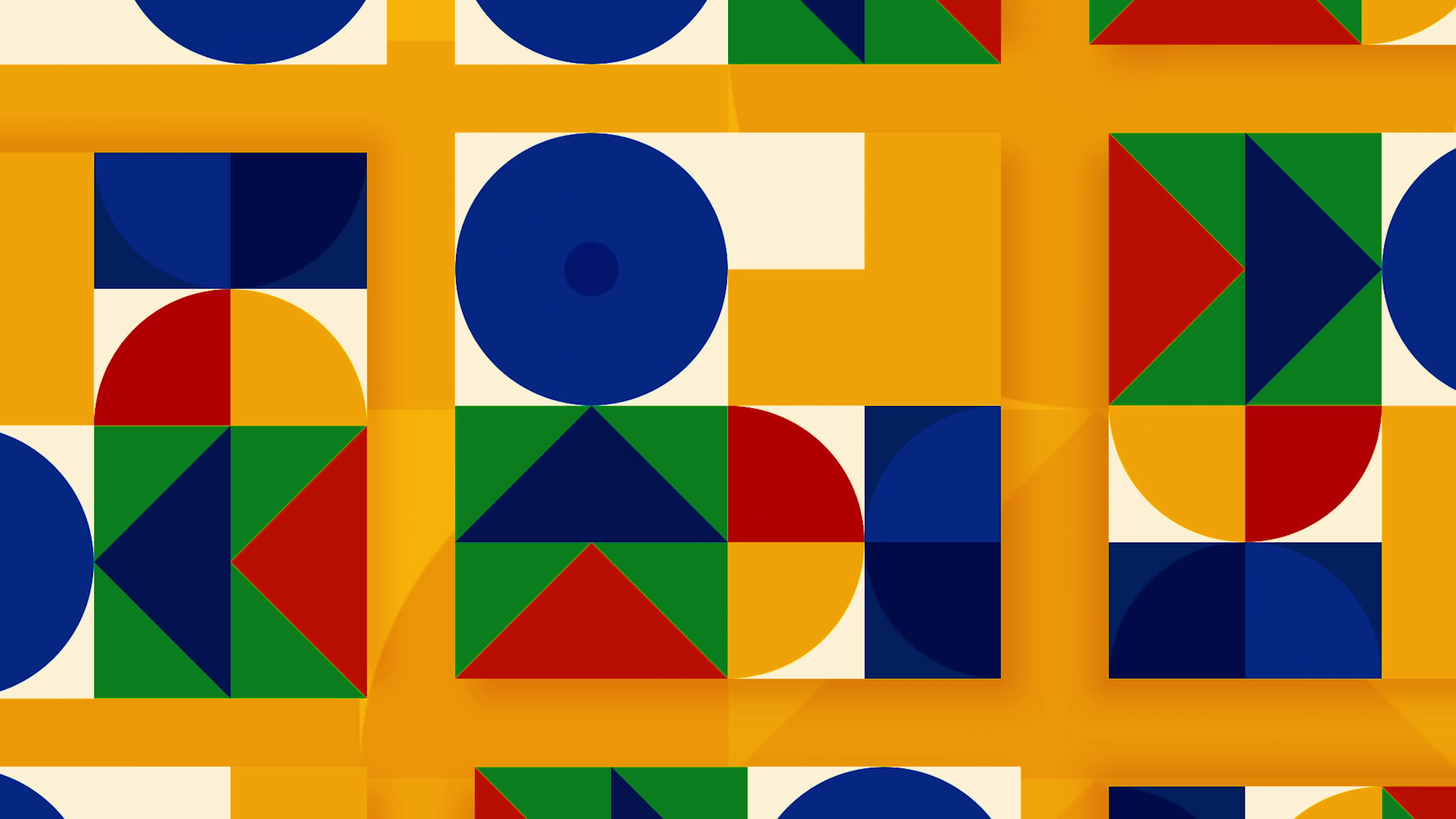 Yellow Abstraction Motion Small Geometric Shapes In Abstraction Move