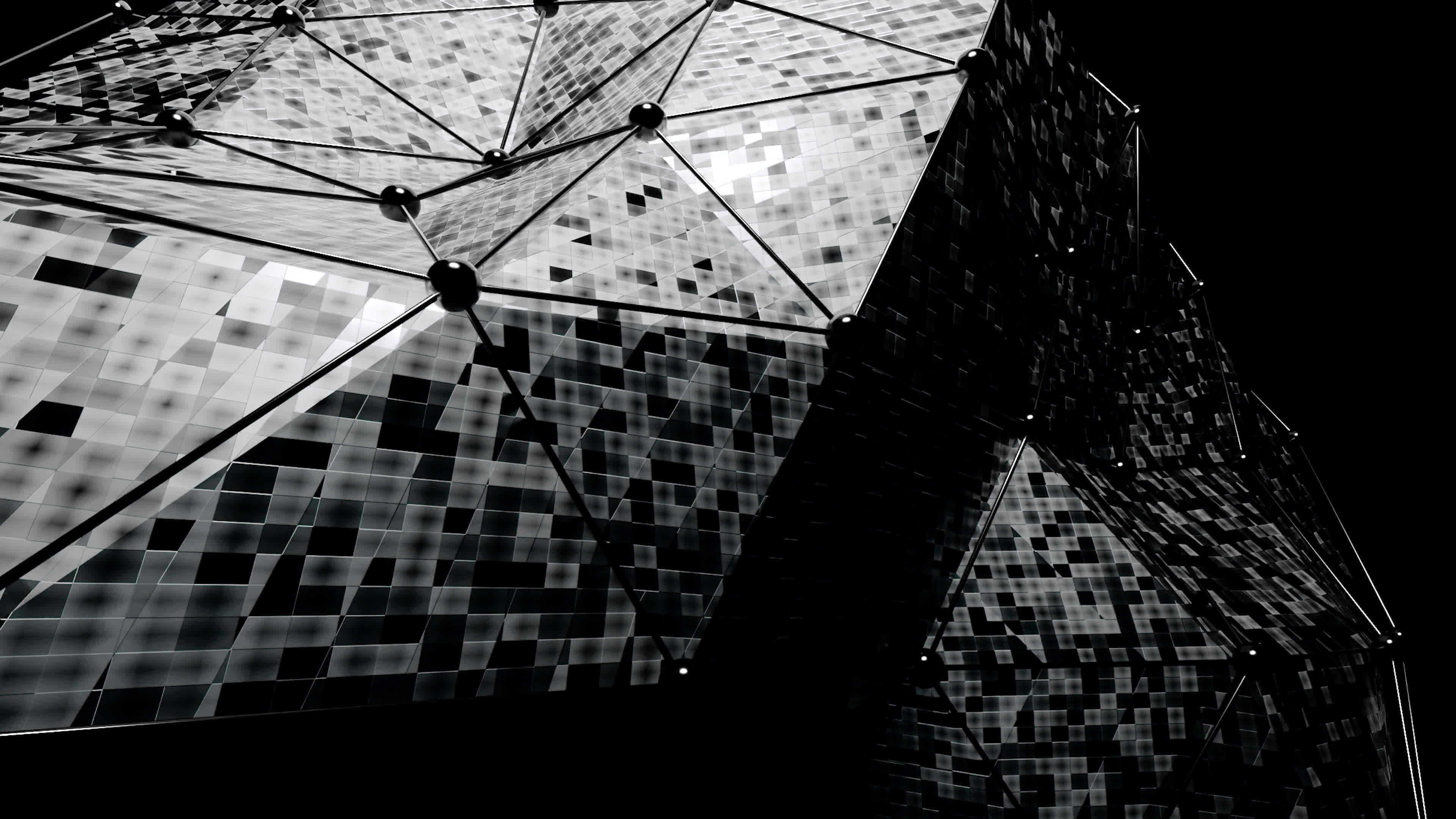 Curving 3d shape with mesh. Design. Expanding shell with triangular ...