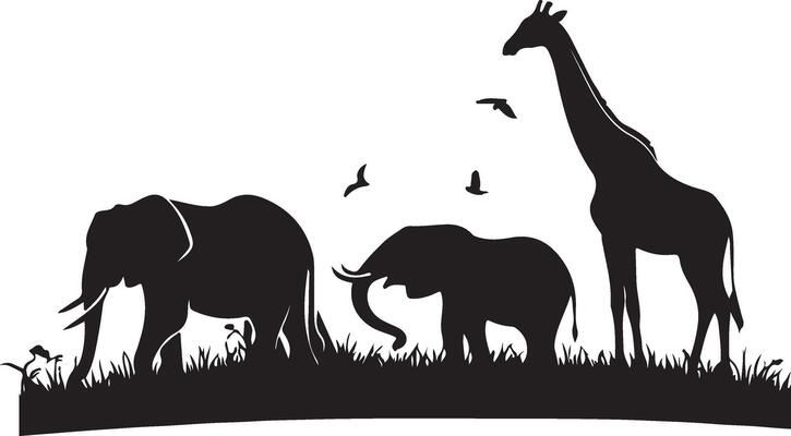 Safari Animals Silhouette Vector Art, Icons, and Graphics for Free Download