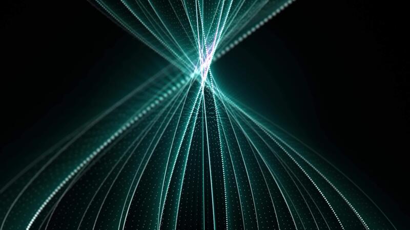 Seamless loop animation of abstract three-dimensional shape made of smoothly floating particles ...