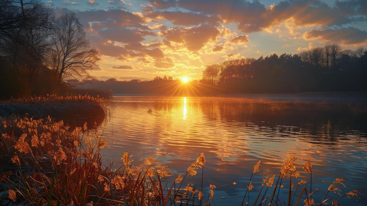 Sunset On Lake Stock Photos, Images and Backgrounds for Free Download