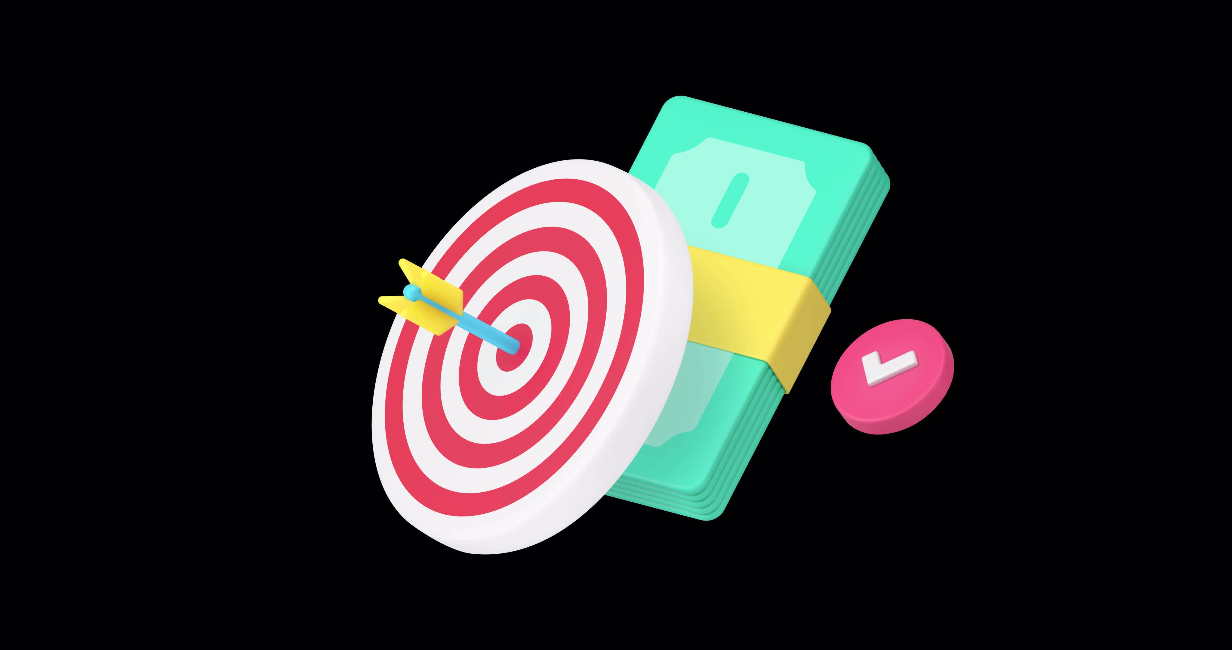 Financial goal success business target effective management 3d icon animation with alpha channel ...