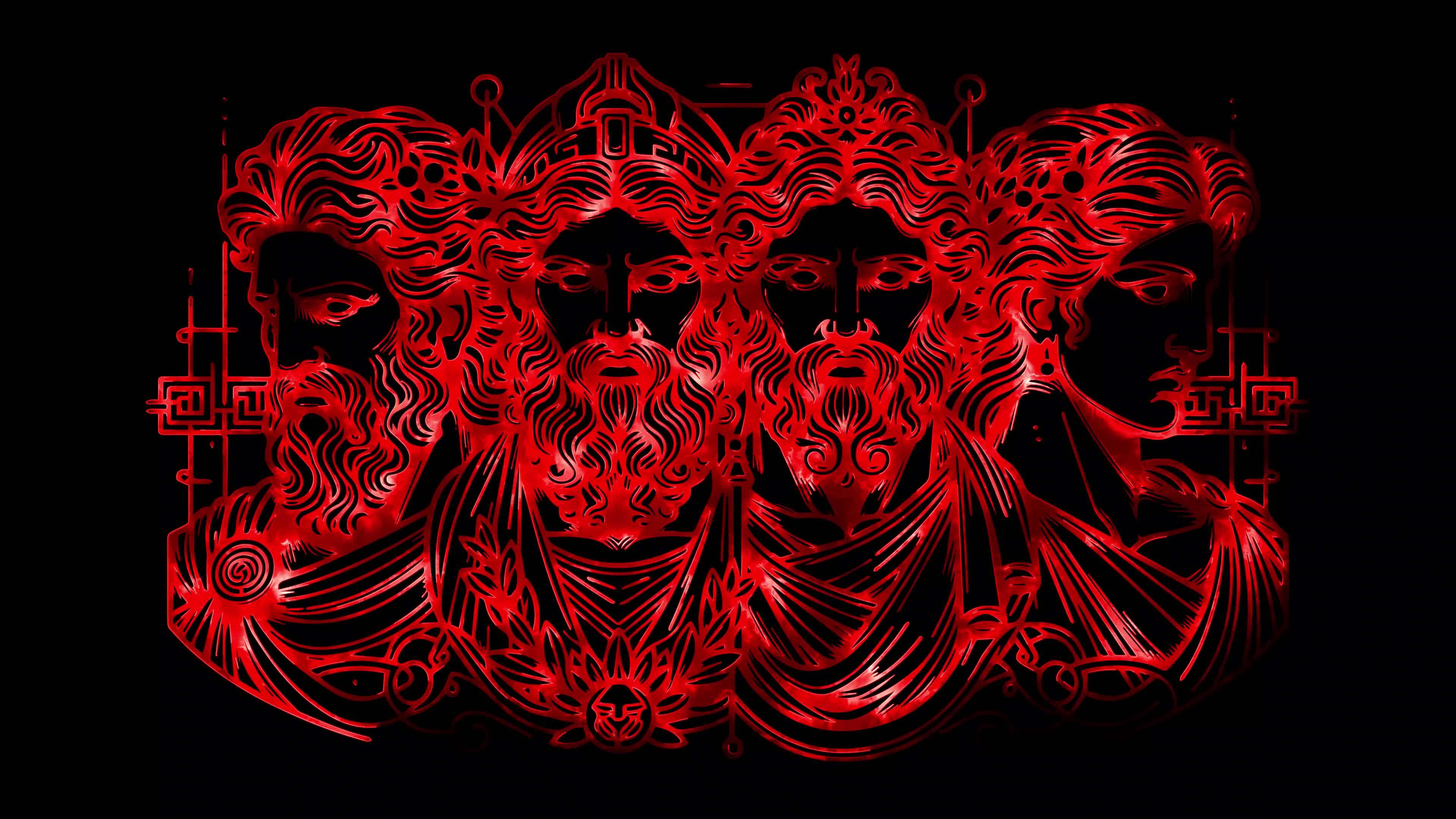 Neon Frame Effect Zeus Athena And Poseidonglow Black Background 46156214 Stock Video At