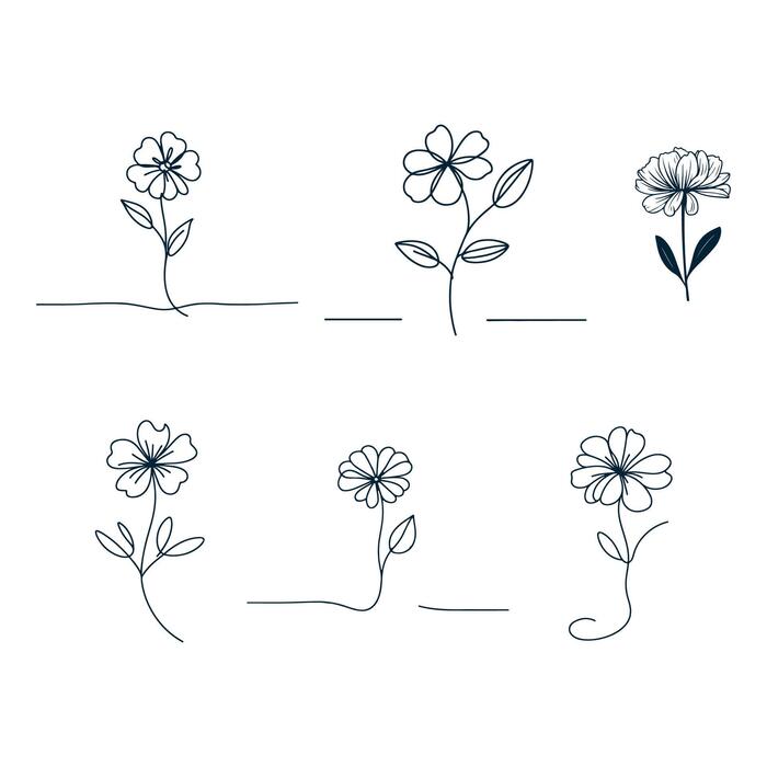Simple Flower Line Vector Art, Icons, and Graphics for Free Download