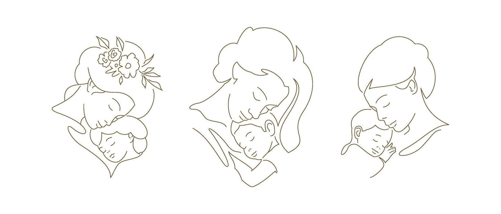Mother And Baby Line Art Vector Art, Icons, and Graphics for Free Download