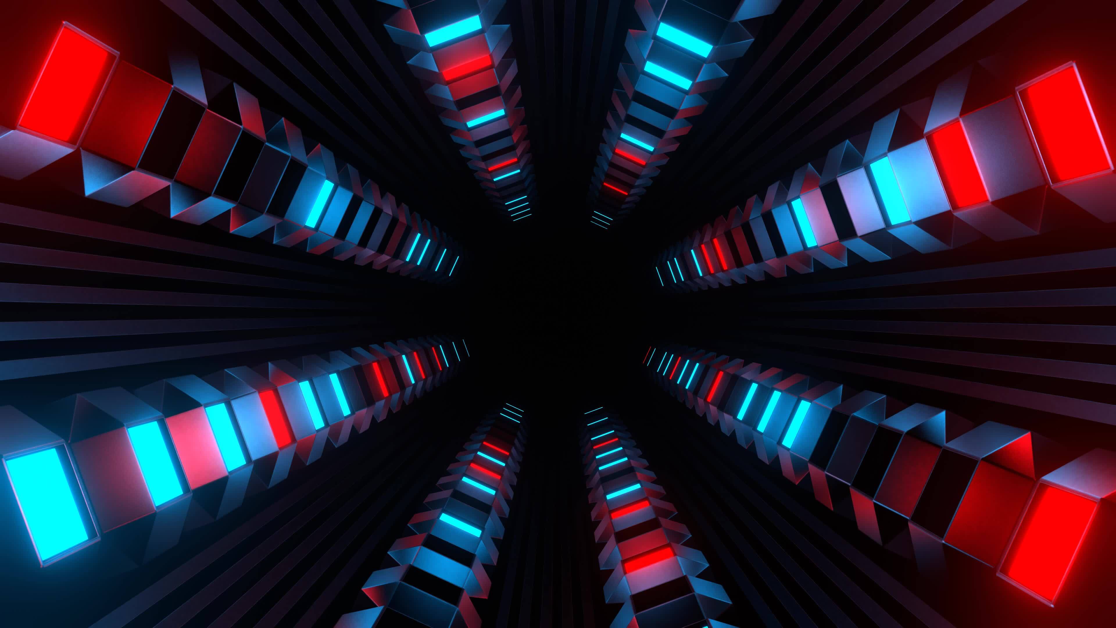 Red And Blue Strobe Tunnel With Reverse Rotation Background Vj Loop In 4k 46298322 Stock Video
