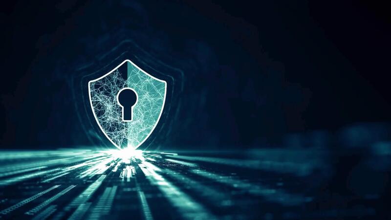 Digital padlock icon, cyber security network and data protection ...