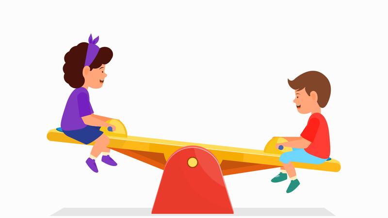Seesaw Balance animation ride balancing swing in city park