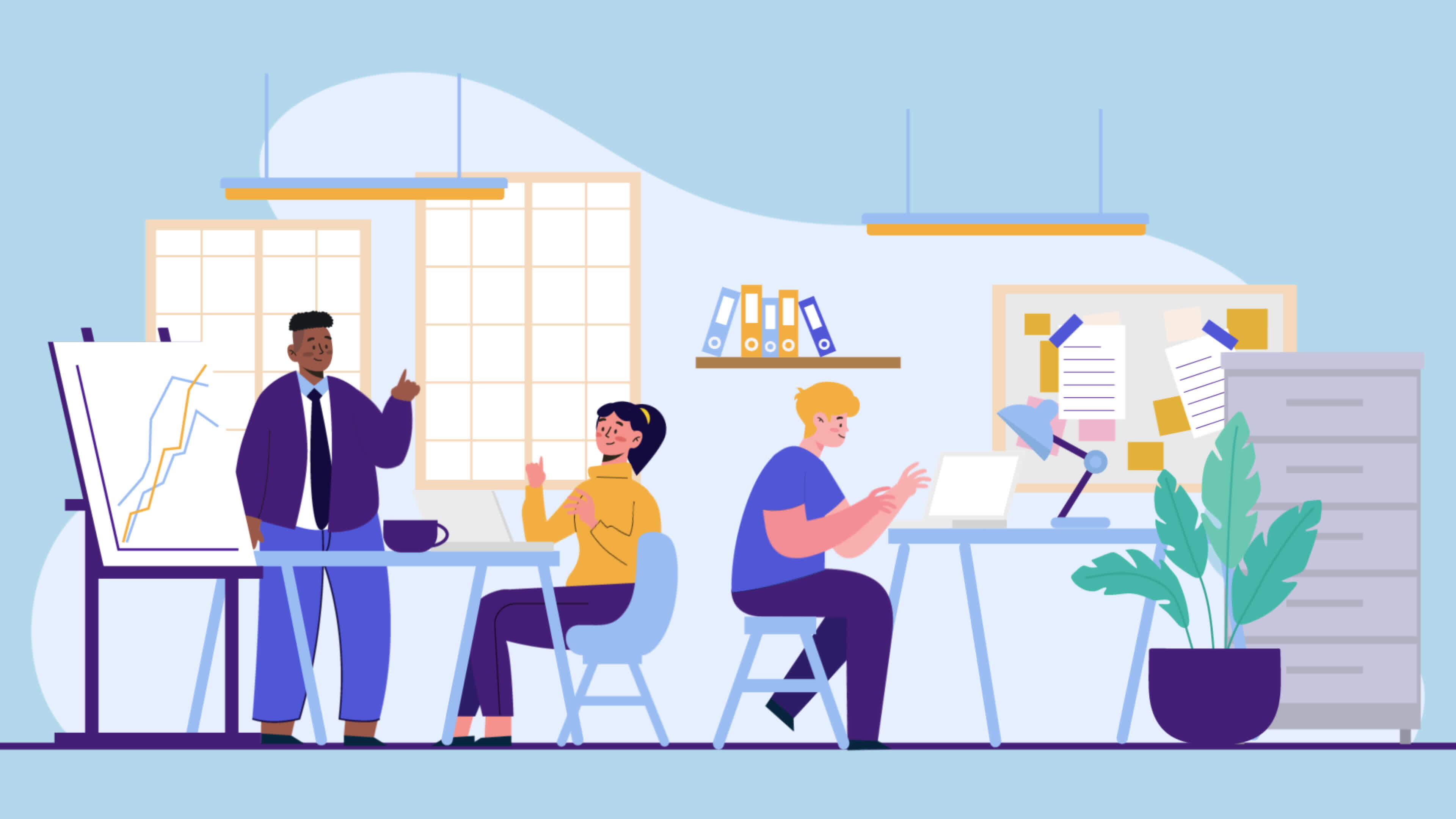 Colleagues Communicating At Workplace 2D Cartoon Animation 46302433 ...