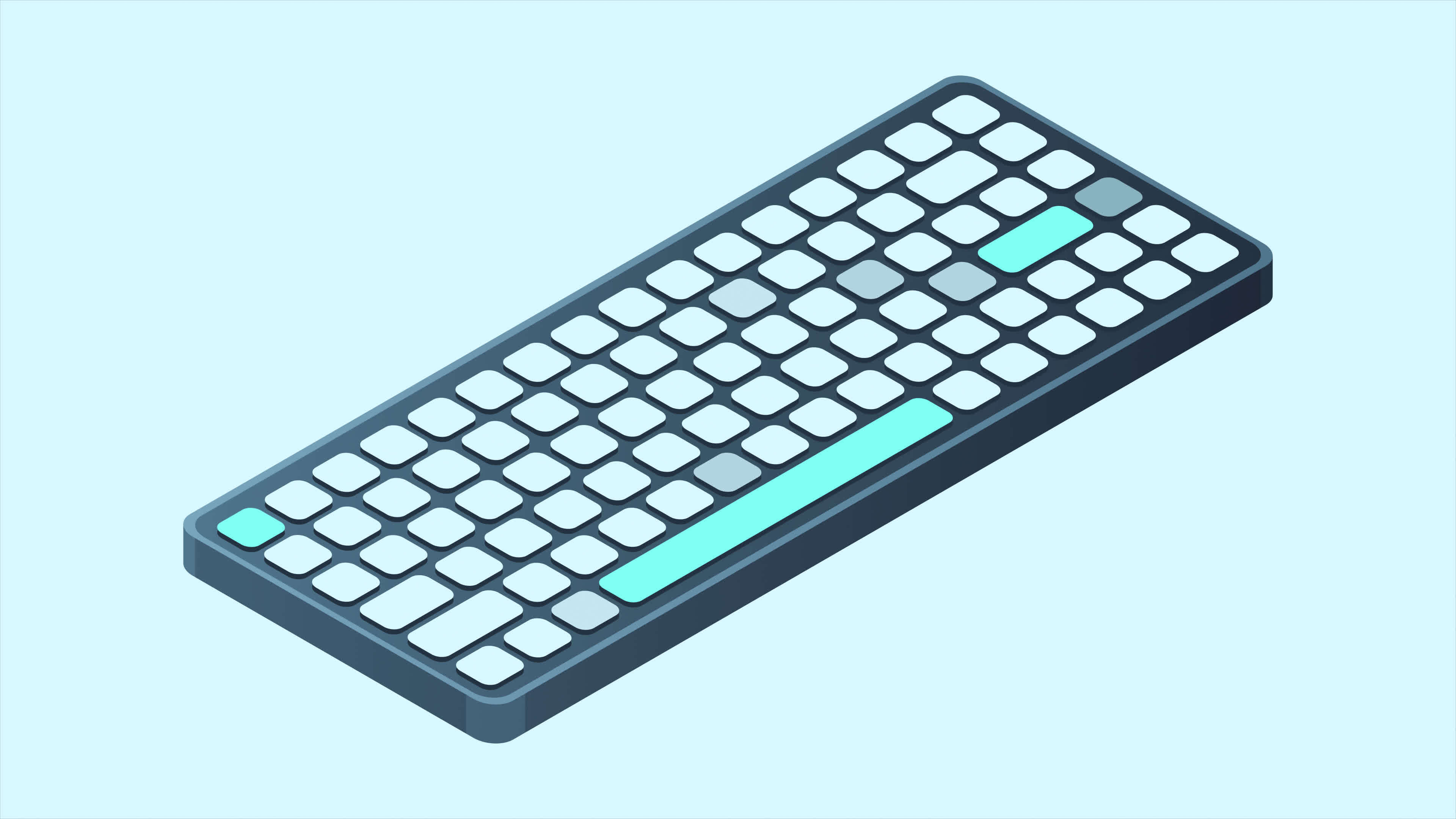 Isometric computer keyboard animation. Personal computer hardware ...