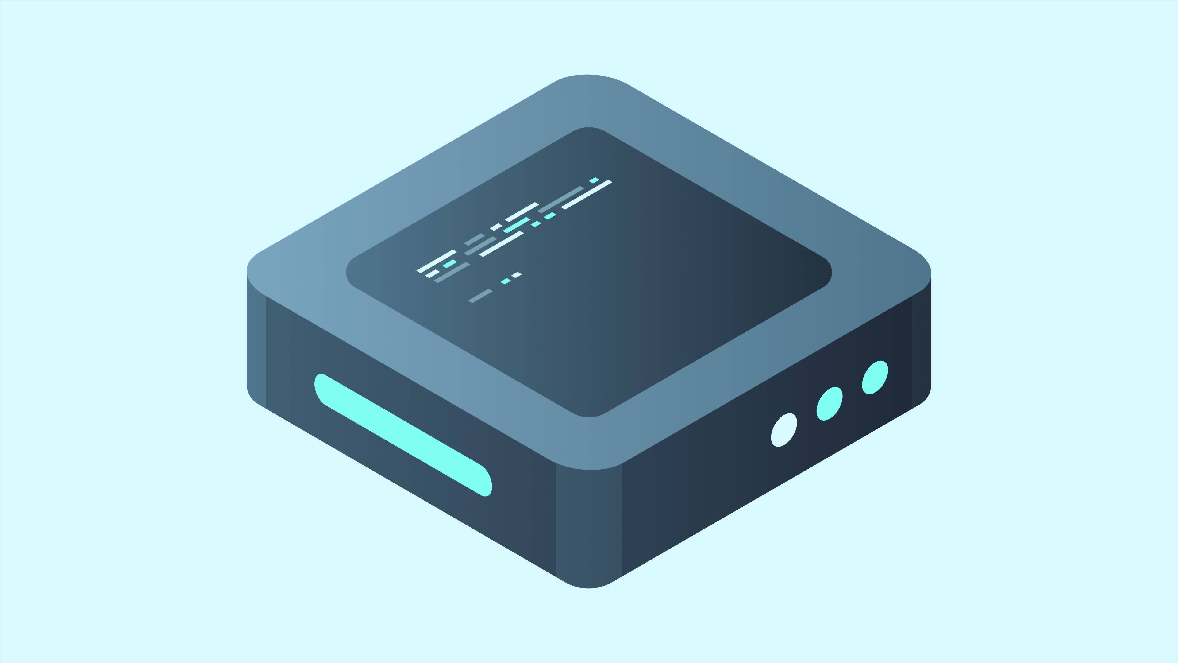 Isometric futuristic server animation. Isometric database or data center. Abstract blockchain ...