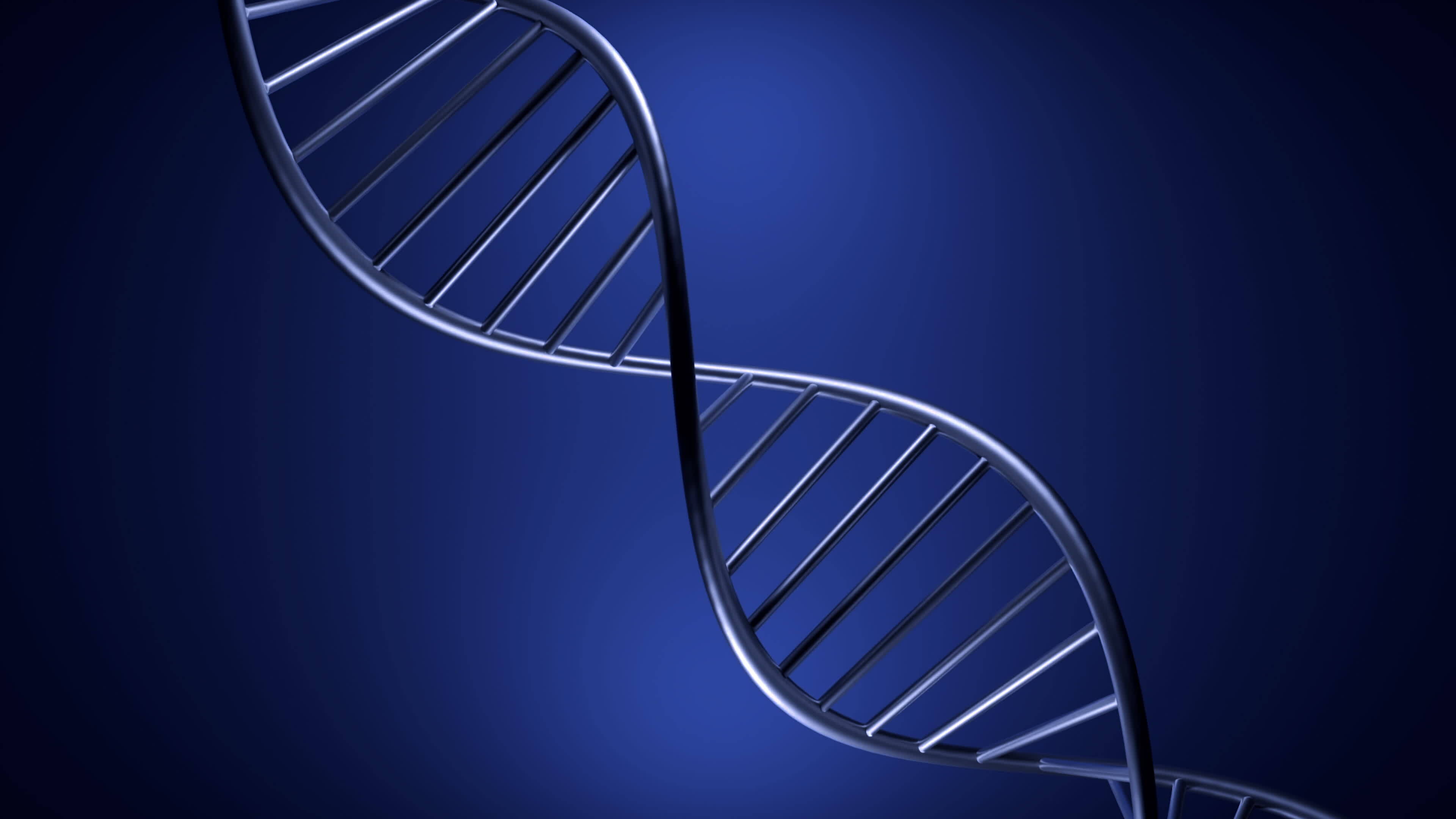 Twisting 3d spiral of dna. Design. Metallic structure of dna moves on ...