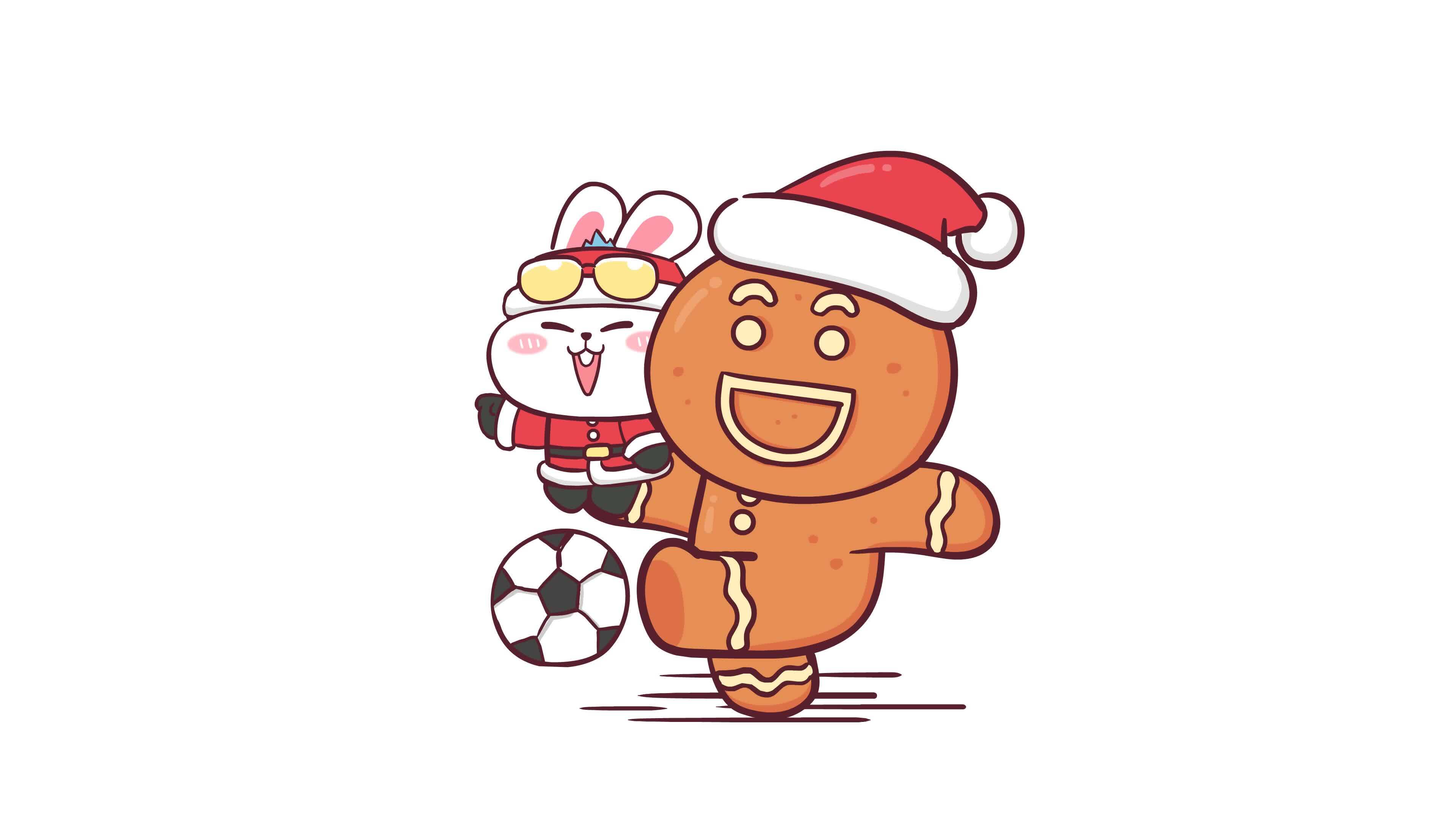 Festive Rabbit Playing Soccer - White Background for Easy Integration ...