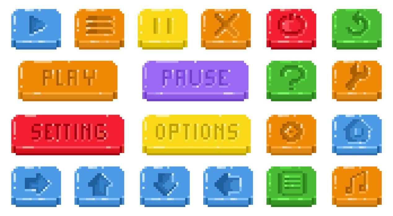 Pixel Button Vector Art, Icons, and Graphics for Free Download