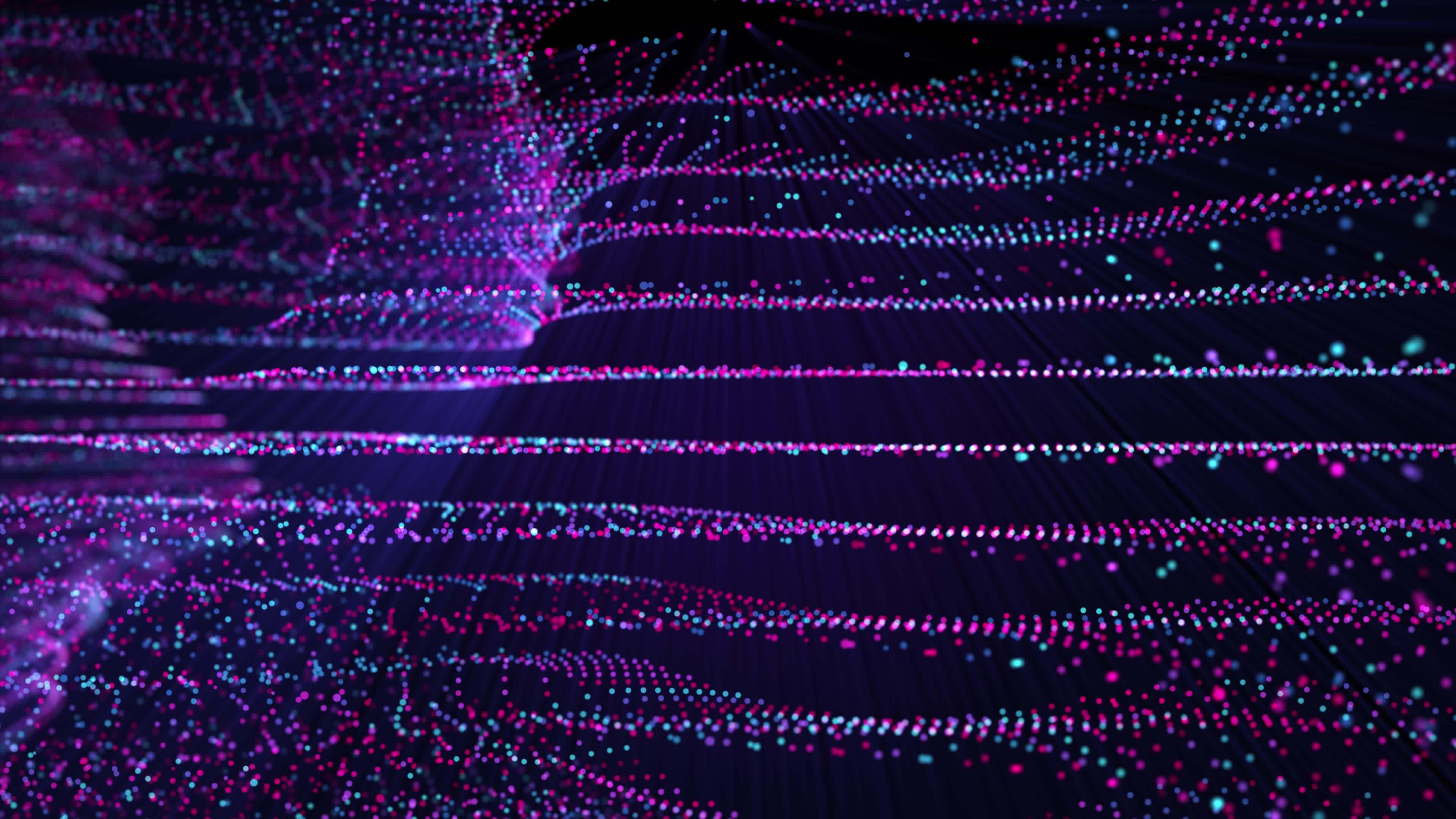 Dynamic waves of colorful particles smoothly moving on a dark ...