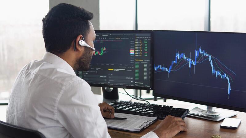 Indian business man trader investor analyst looking at financial stock ... Indian business man trader investor analyst looking at financial stock ...