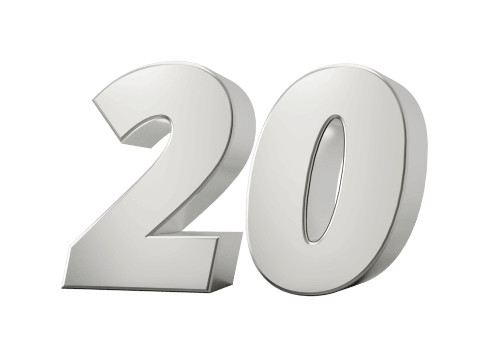Number 20 PNGs for Free Download