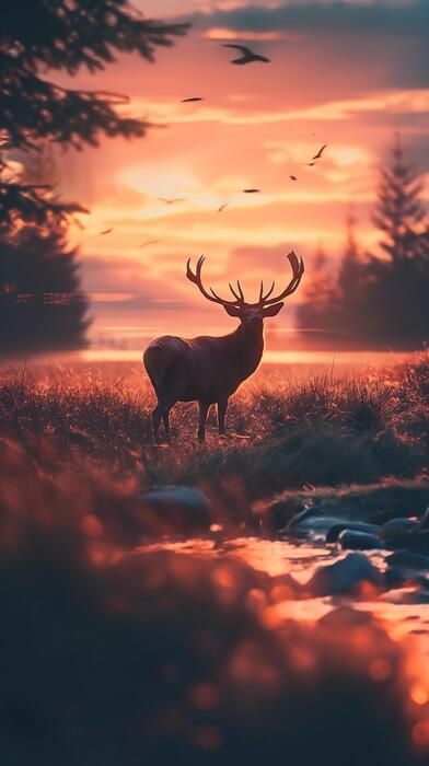 Deer Sunset Stock Photos, Images and Backgrounds for Free Download