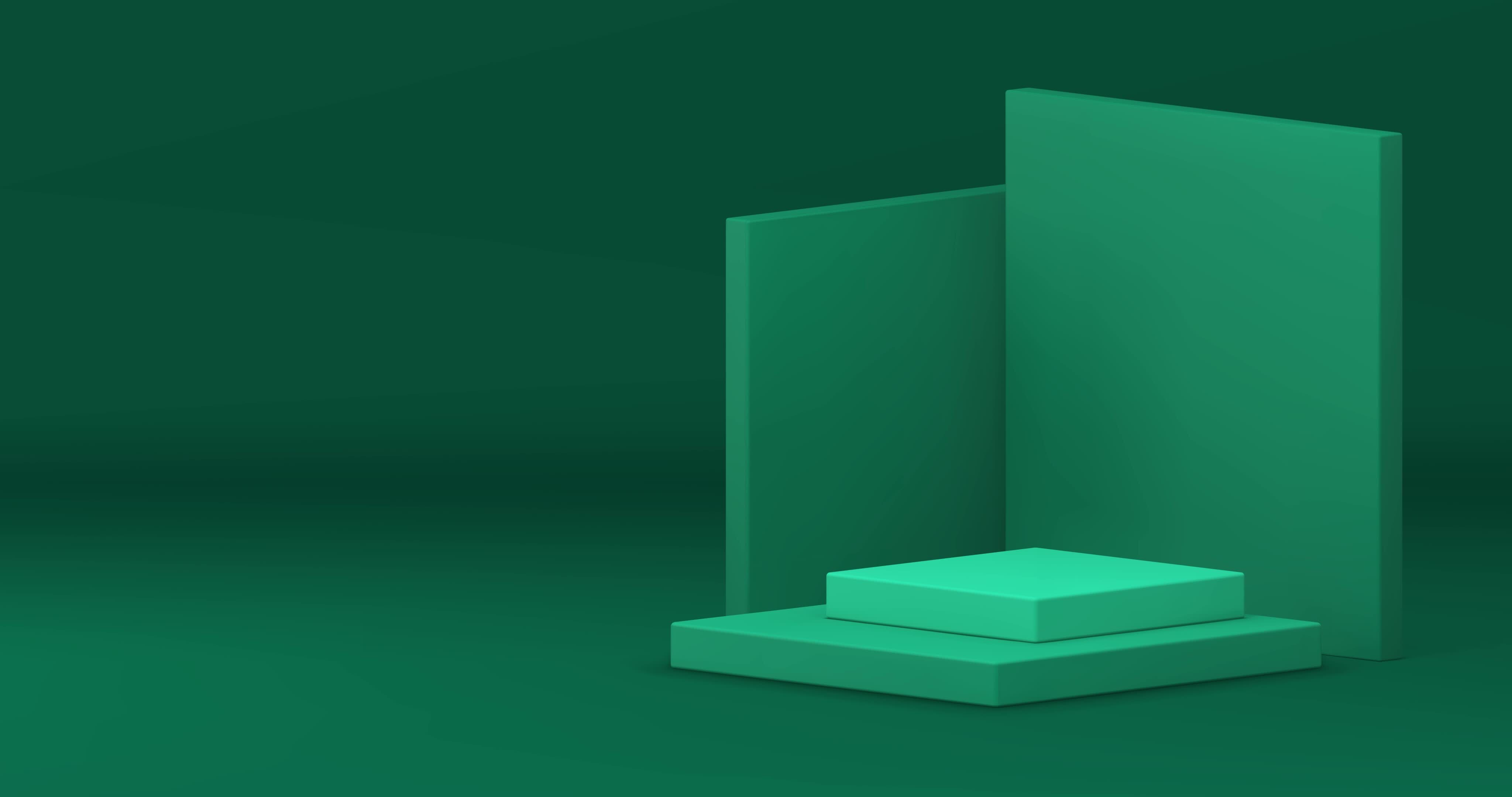 Green 3d Podium Geometric Construction Squared Corner Wall Basic Foundation Realistic Animation