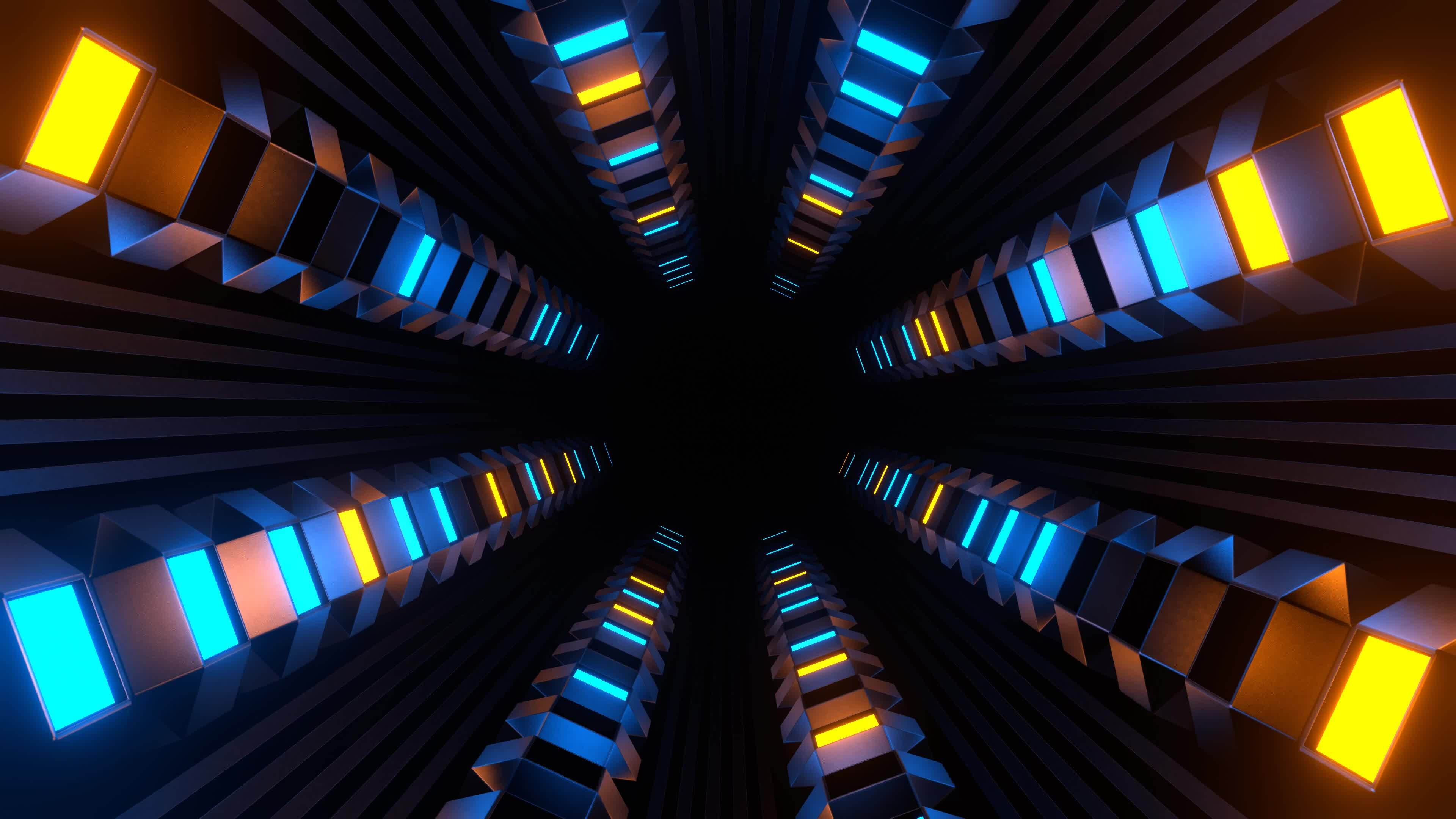Blue And Orange Strobe Tunnel With Reverse Rotation Background Vj Loop