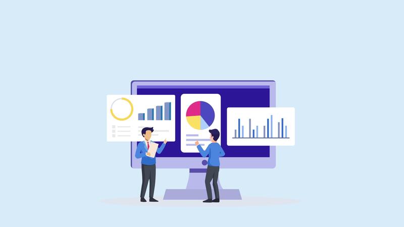 4k animation clip Data analysis. statistical for business finance investment concept on monitor ...