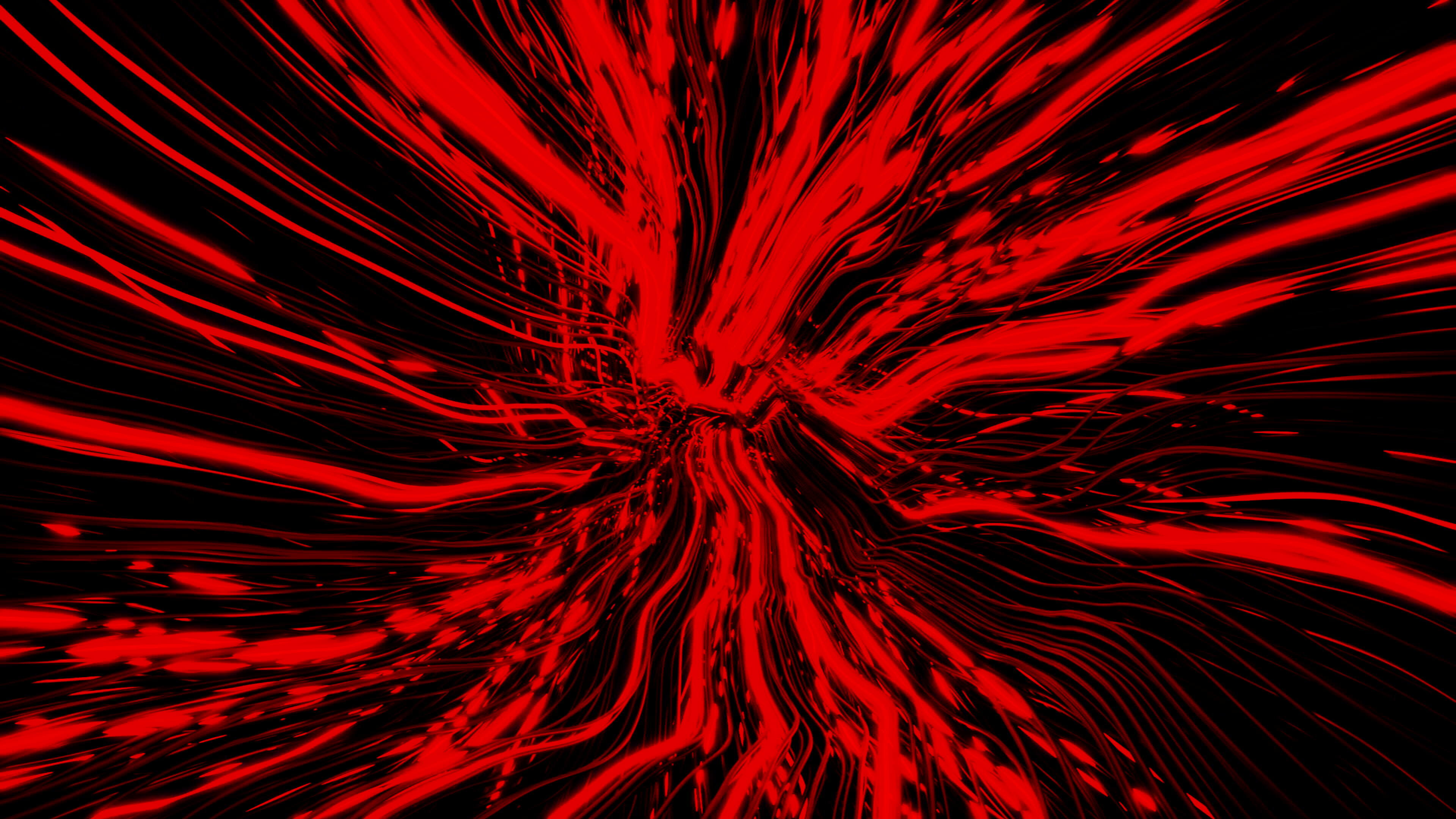 Abstract Red Narrow Fluctuating Lines On A Black Background Seamless