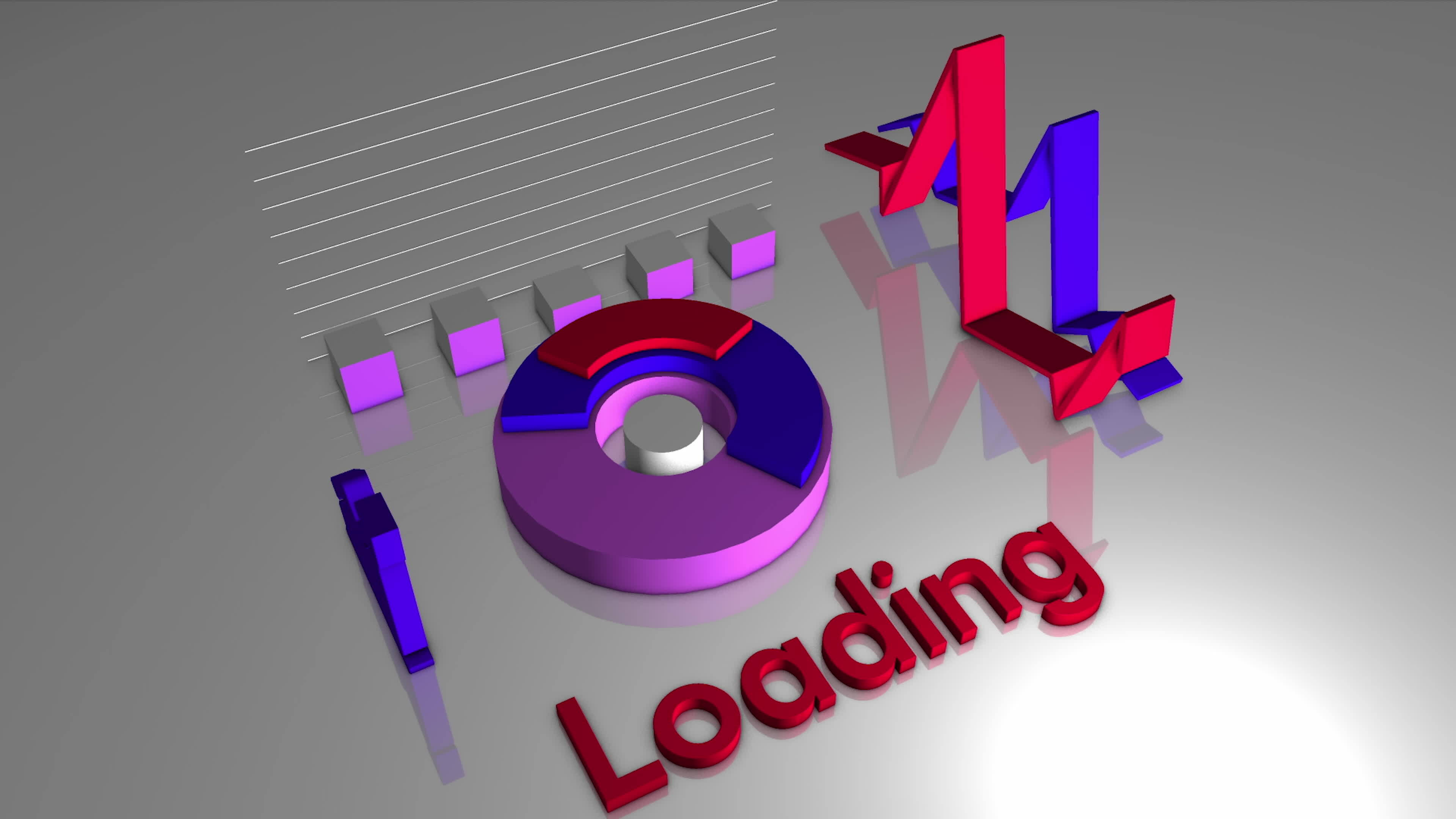 Loading background with 3d elements and shapes. Motion. Screensaver for ...