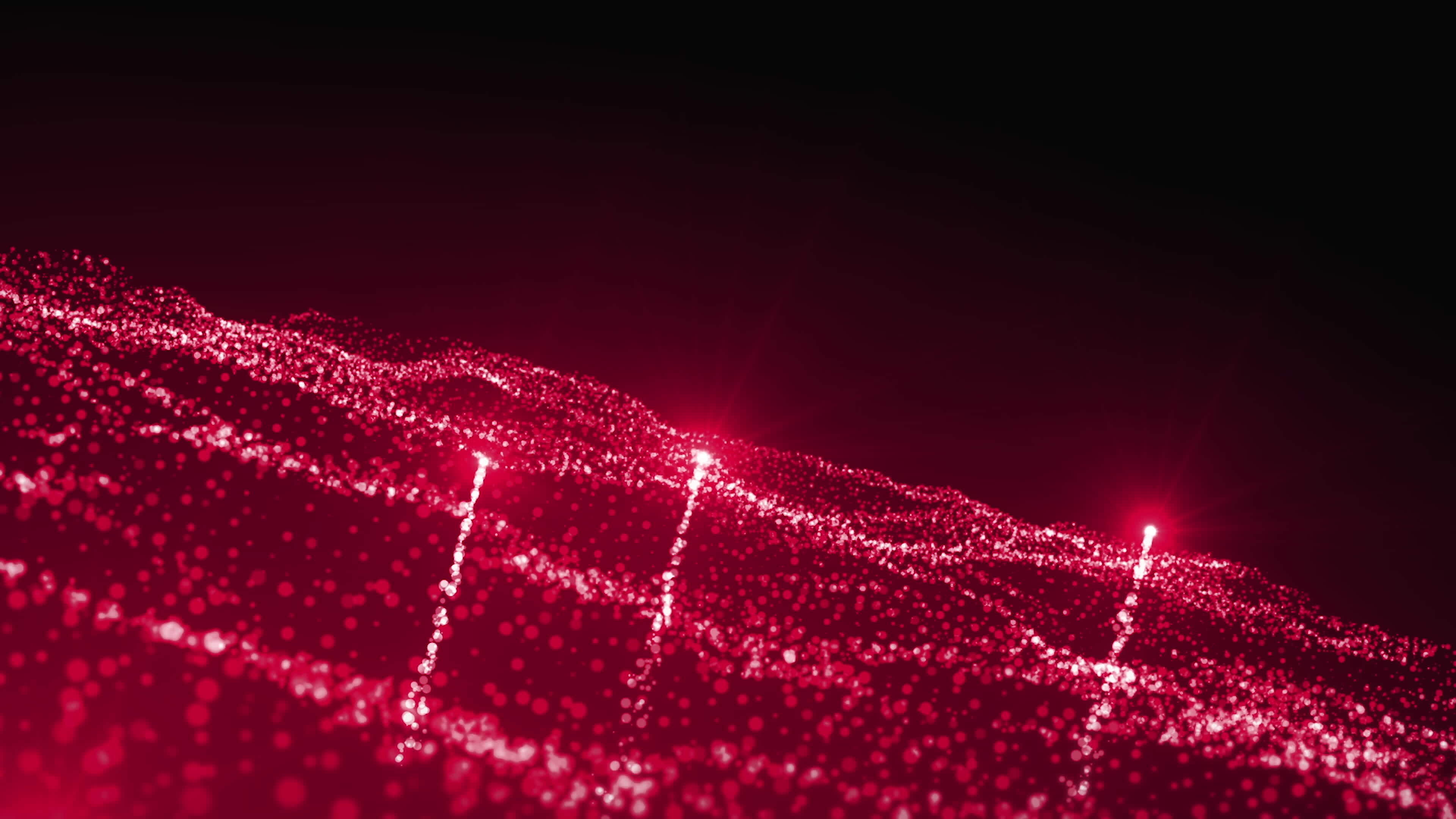 Bright rotating stream with luminous particles. Motion. Wavy stream of luminous particles with ...