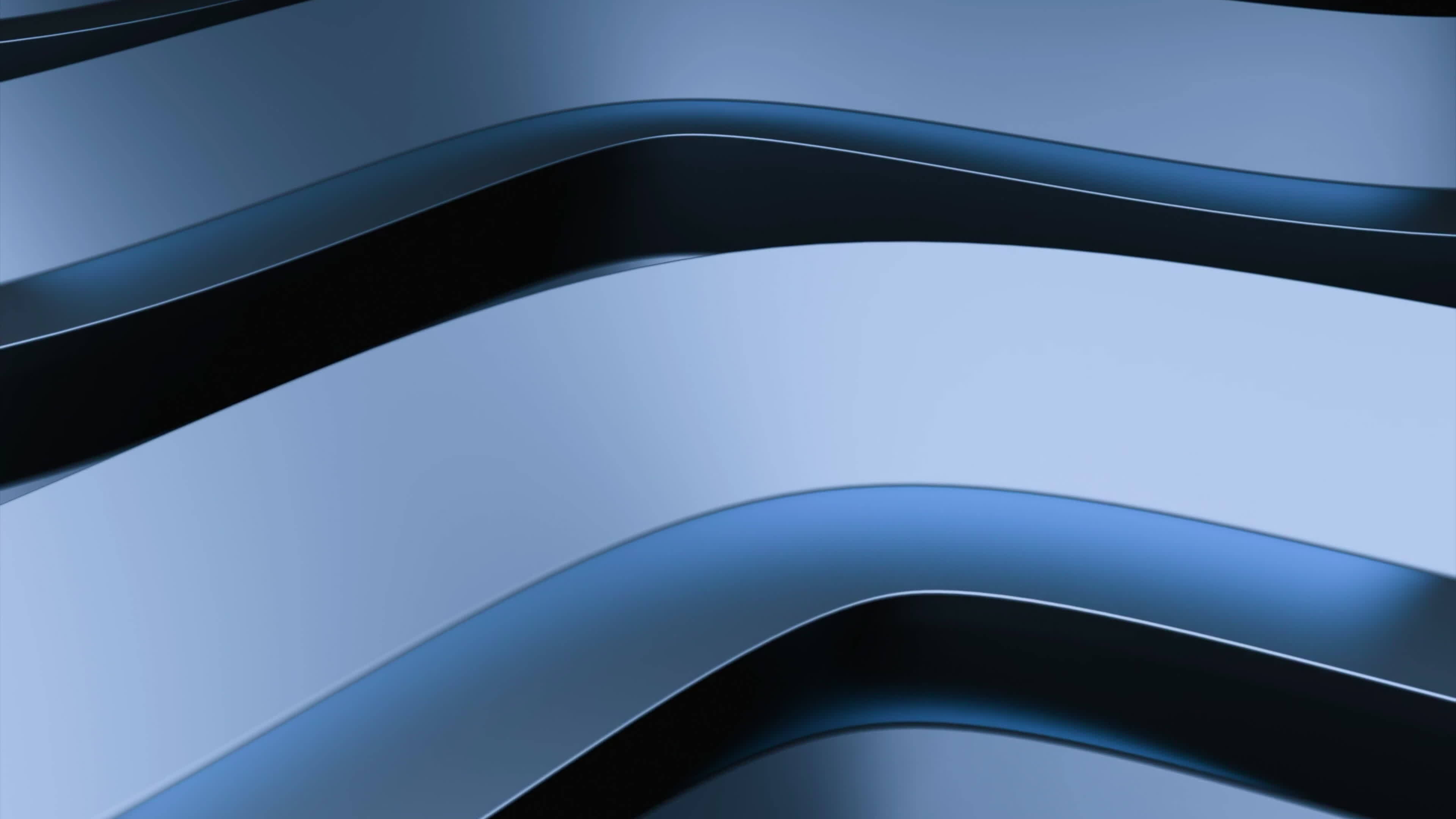 Rotating 3d Lines With Bends Design 3d Metal Lines With Bends Are Moving Background Of Curved