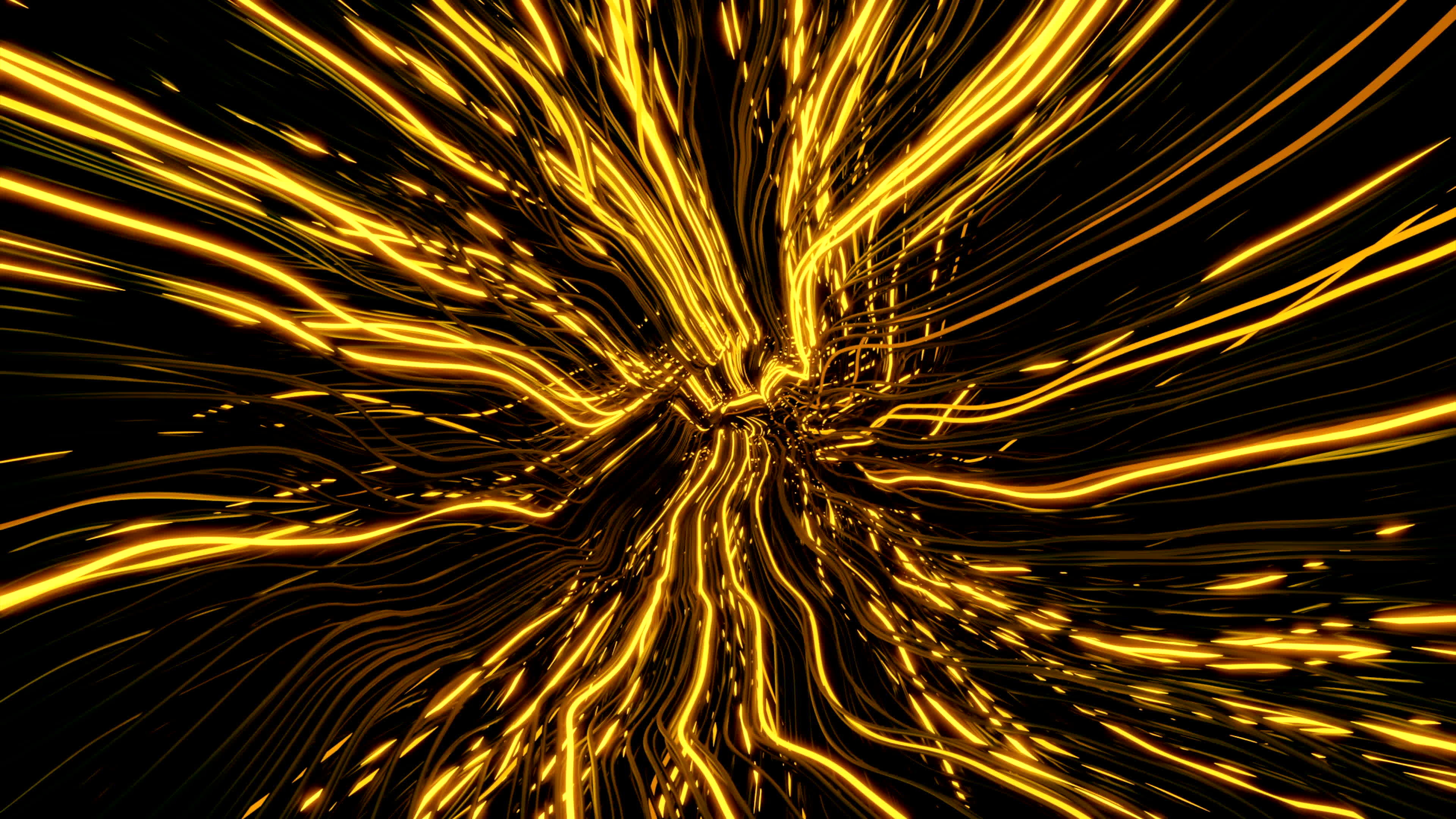 Abstract Golden Fluctuating Sun Rays Around One Spot In The Middle