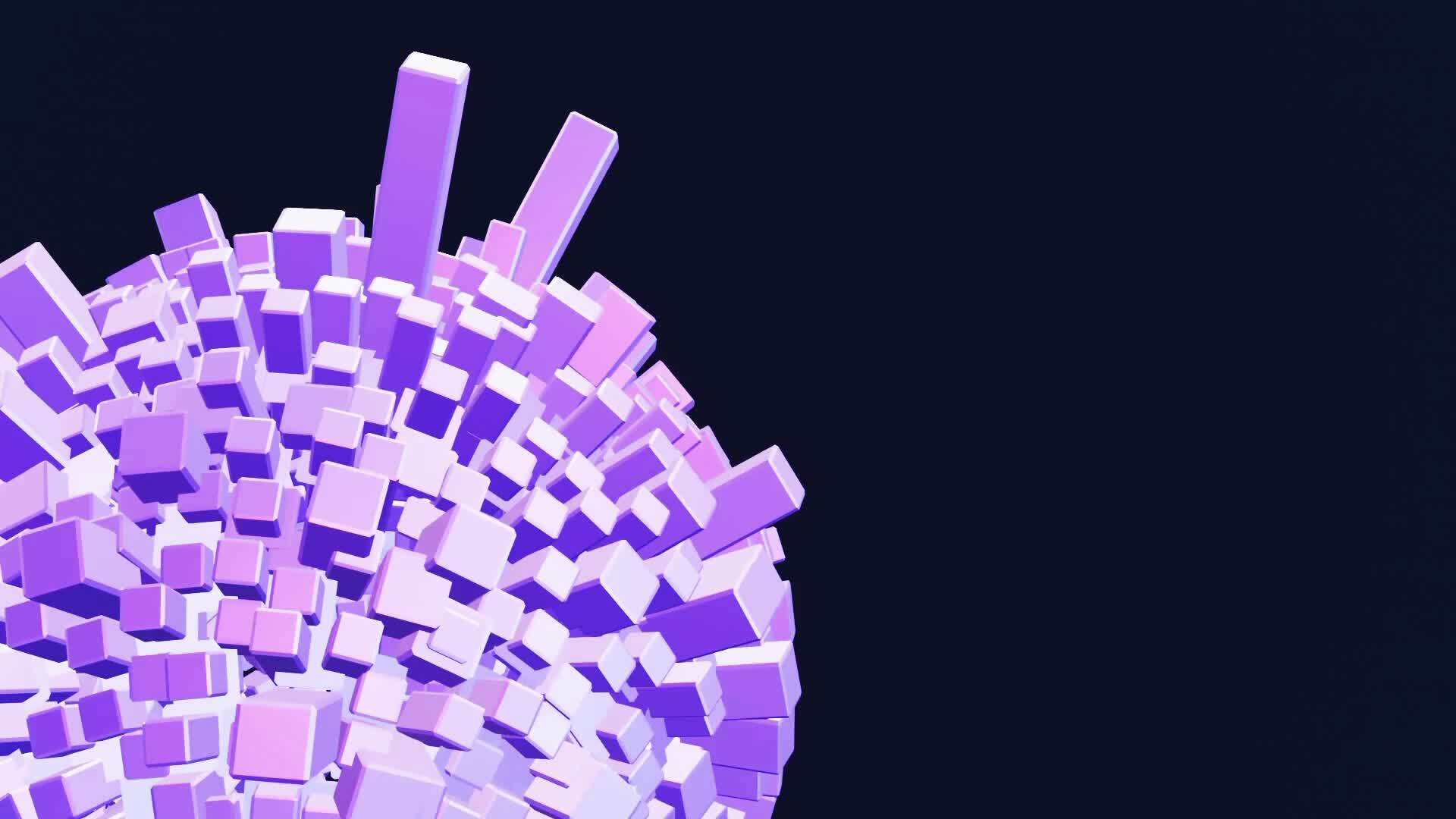 3d Animation Sphere With Many Block Cubes Motion Random Abstract Loop Animation Black