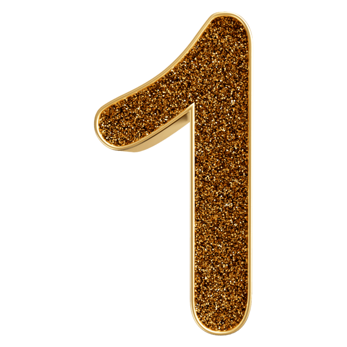 Numero 1 Dorado PNG para descargar gratis