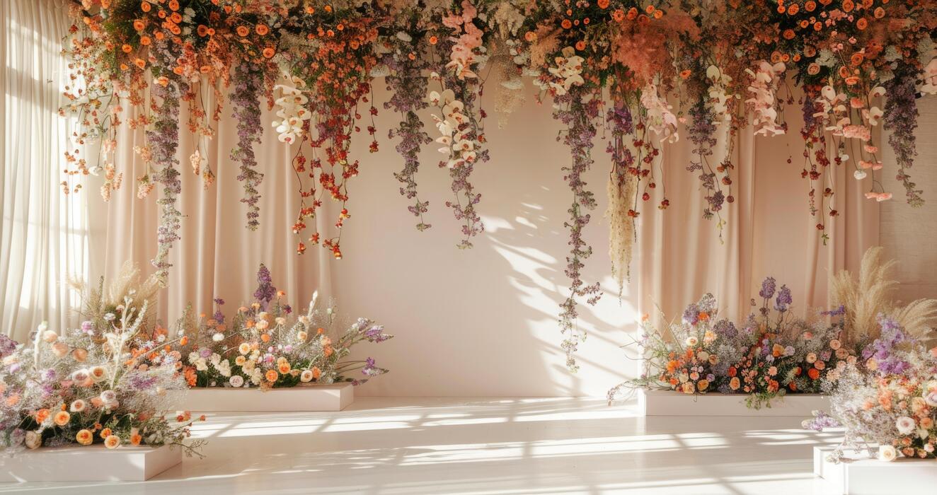 Wedding Backdrop Aesthetic Flower Decoration Indoor Studio Background ...
