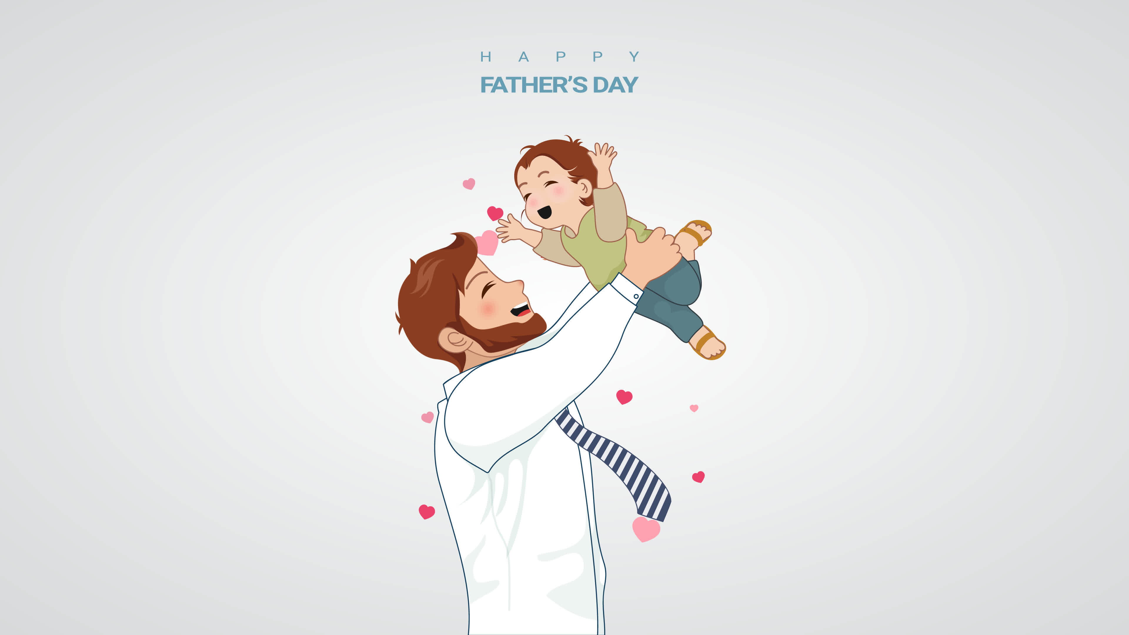 Dad, You're My Hero, Happy Father's Day Animation with White Background, Flat animation, 4k ...