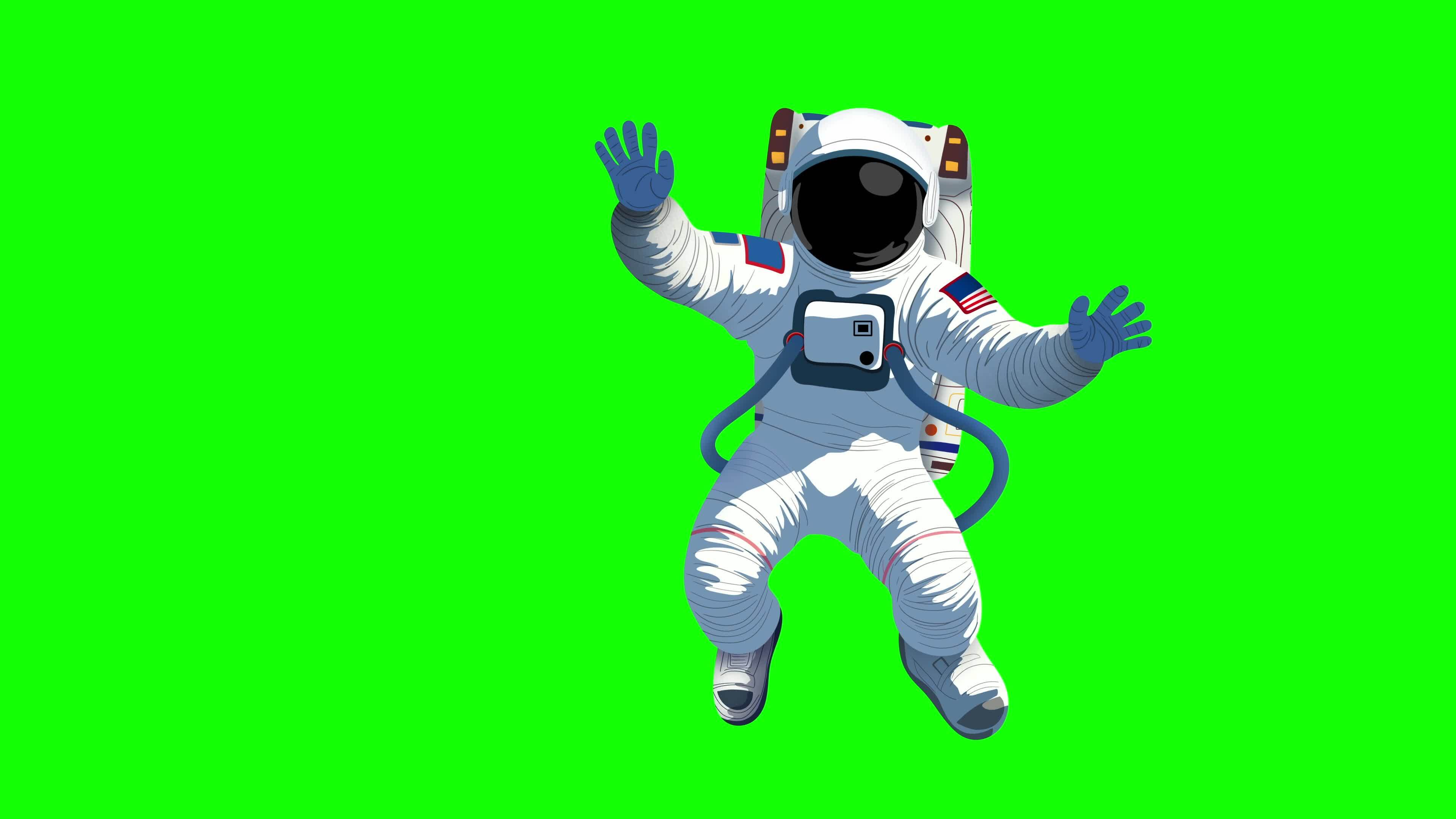 Astronaut Waves on a Green Background, Hand drawn astronaut in ... Astronaut Waves on a Green Background, Hand drawn astronaut in ...